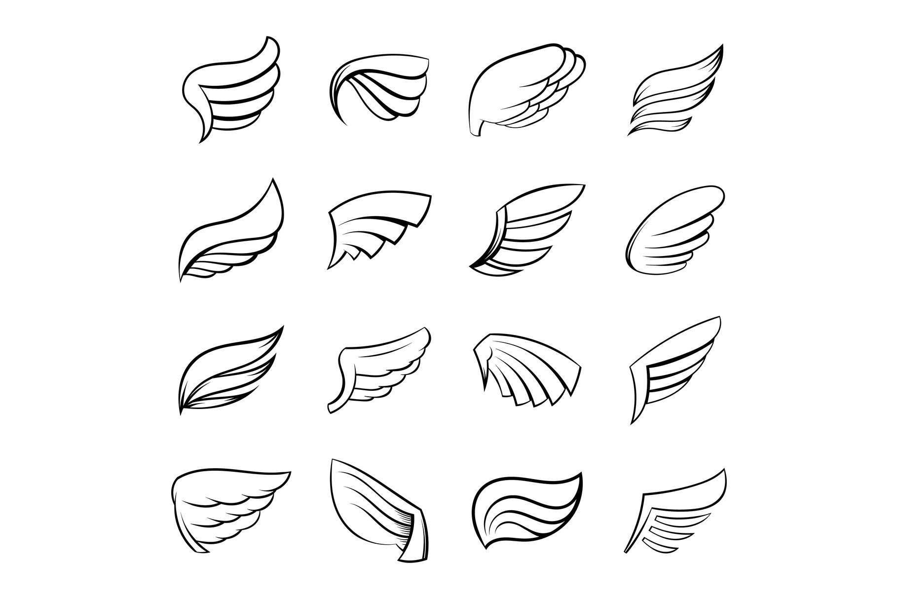 Wings icons set vector outline (1783053) | Icons | Design Bundles