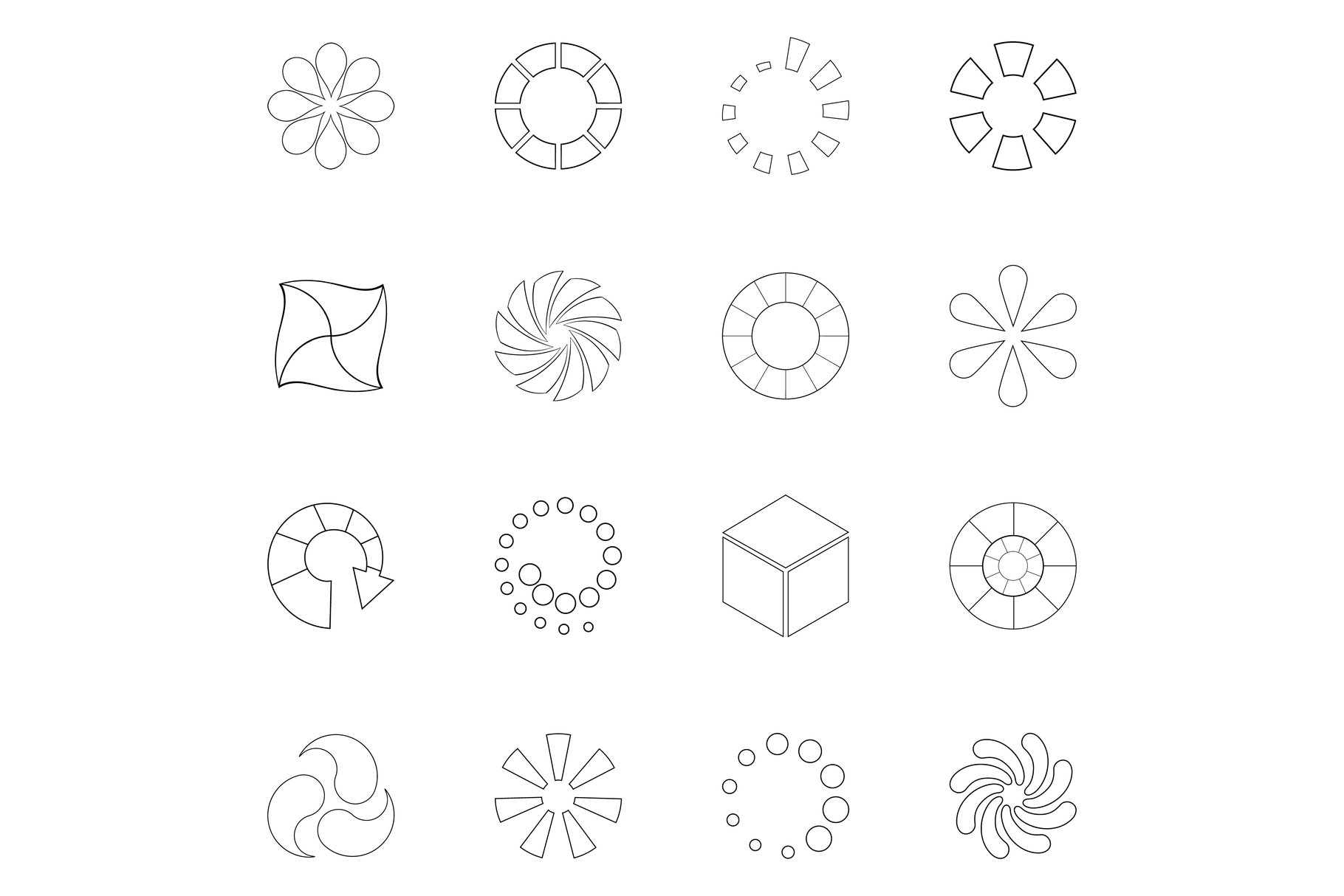 Download status icon set outline (1784364) | Icons | Design Bundles