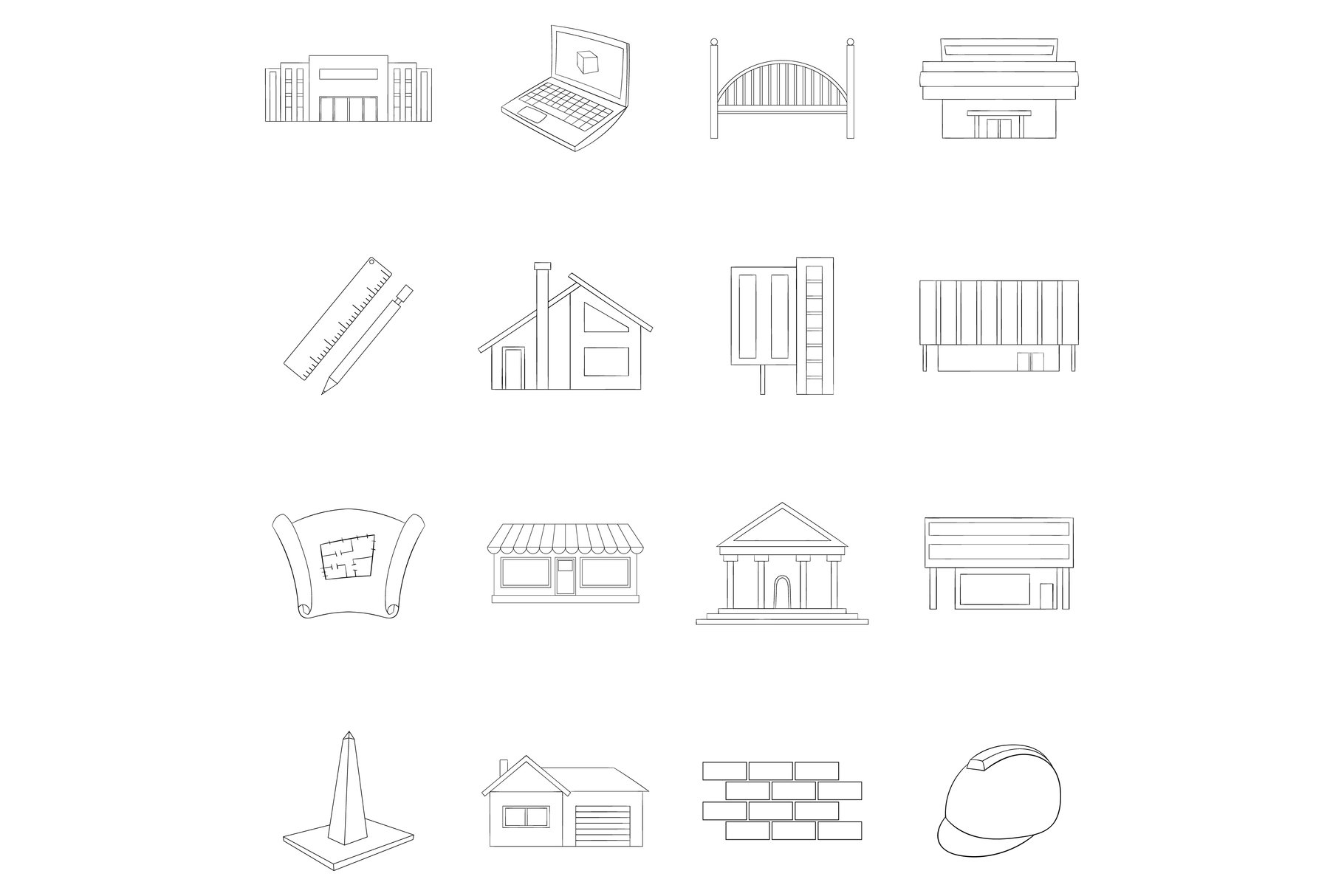 Building reconstruction icon set outline (1784556) | Icons | Design Bundles