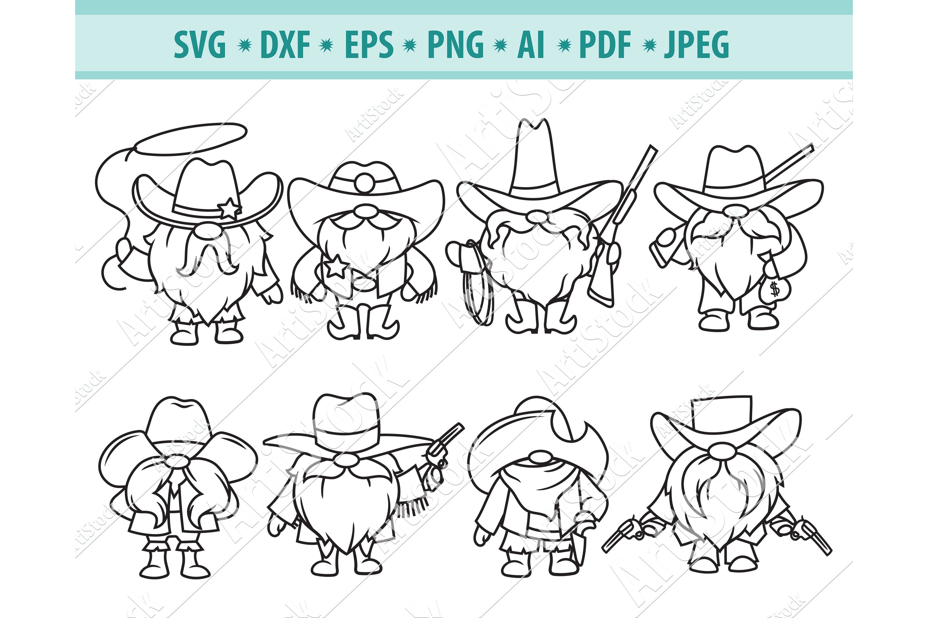 Paper, Party & Kids Paper Cowboys Clipart cute cow boy black line art ...