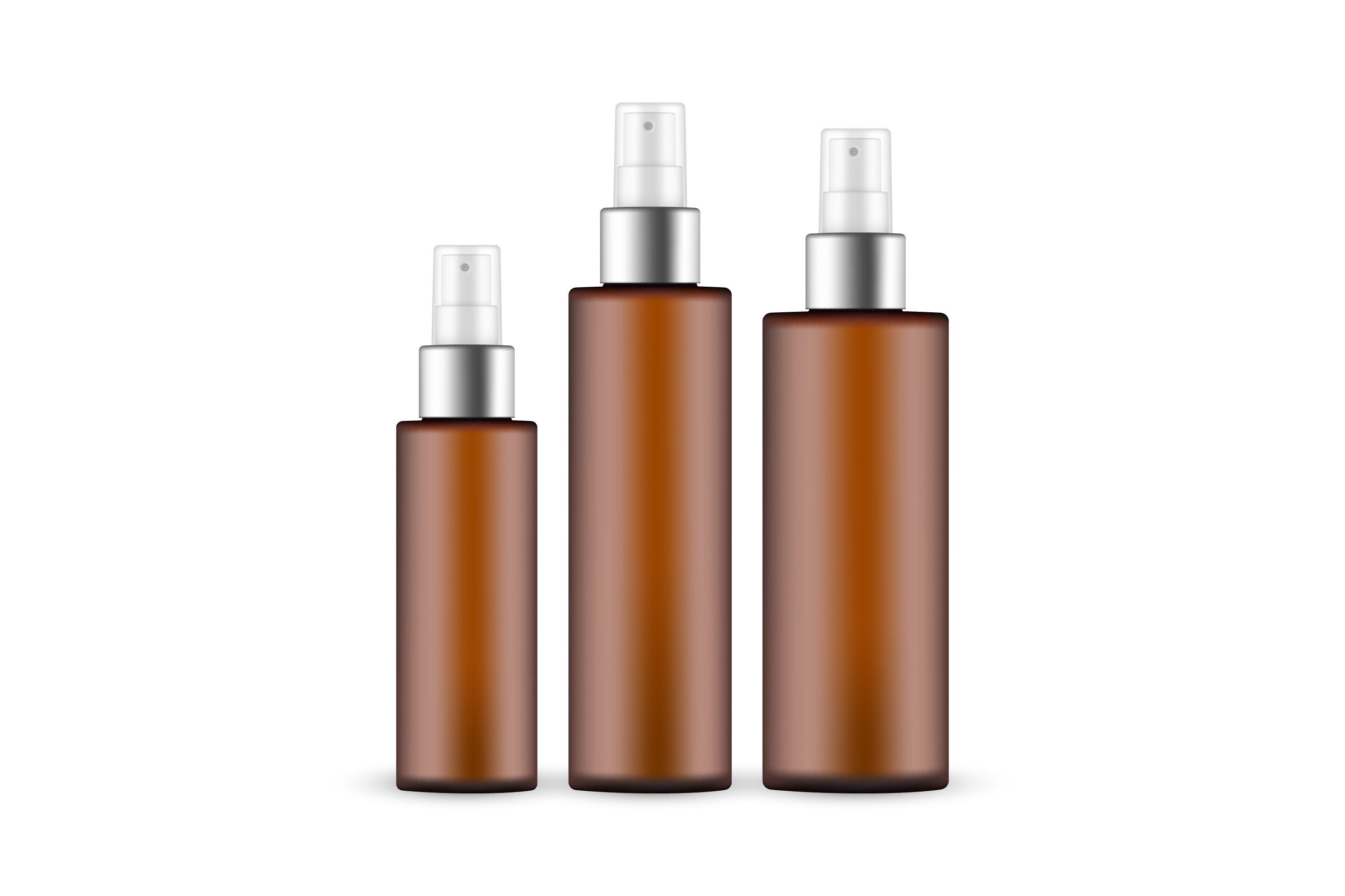 Plastic Amber Spray Bottles Mockups With Metal Cap (1808257) | Branding ...