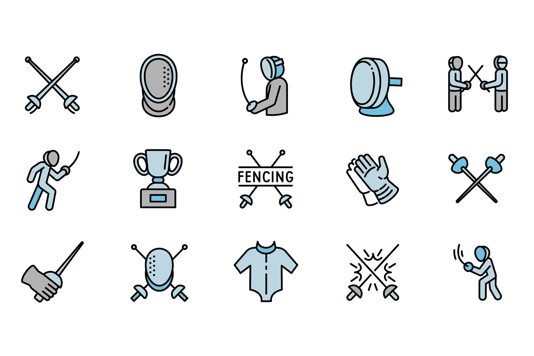 Fencing icons set outline vector. Sport fencer (2237595) | Icons ...