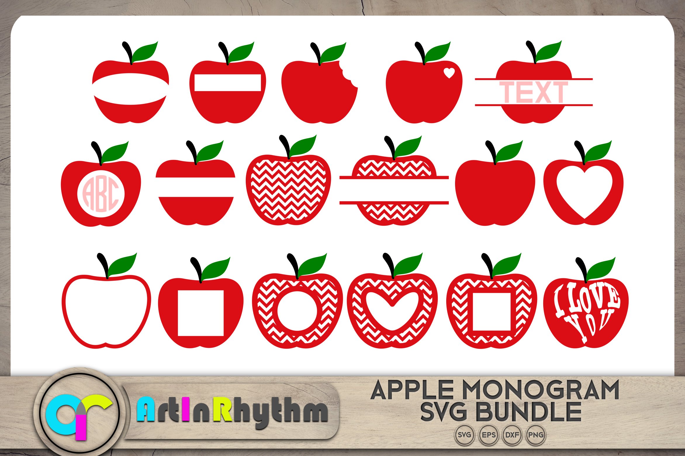 Clip Art & Image Files Apple Stencil Apple SVG Apple Bundle Apple ...