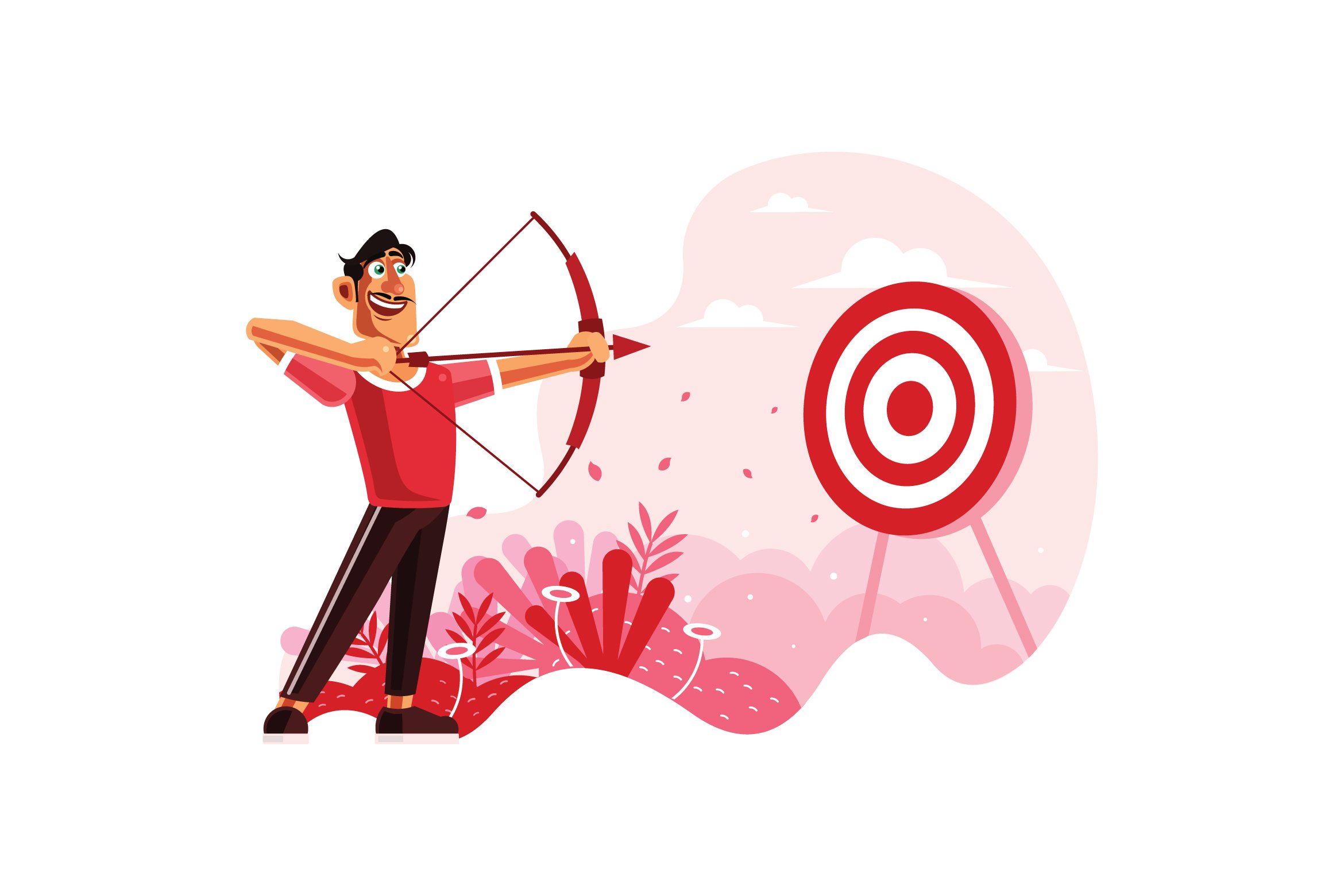 Archer aiming at a target (2161250) | Illustrations | Design Bundles