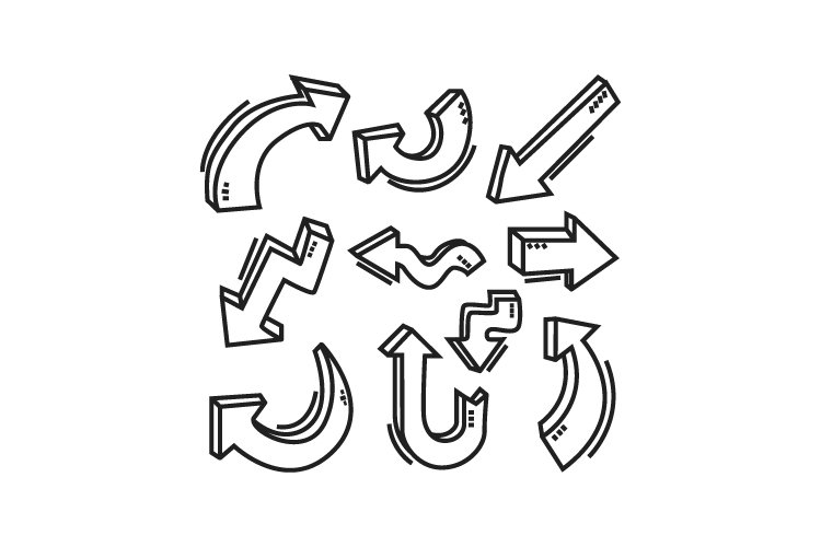 Arrow line drawing collection design (1746167) | Illustrations | Design ...