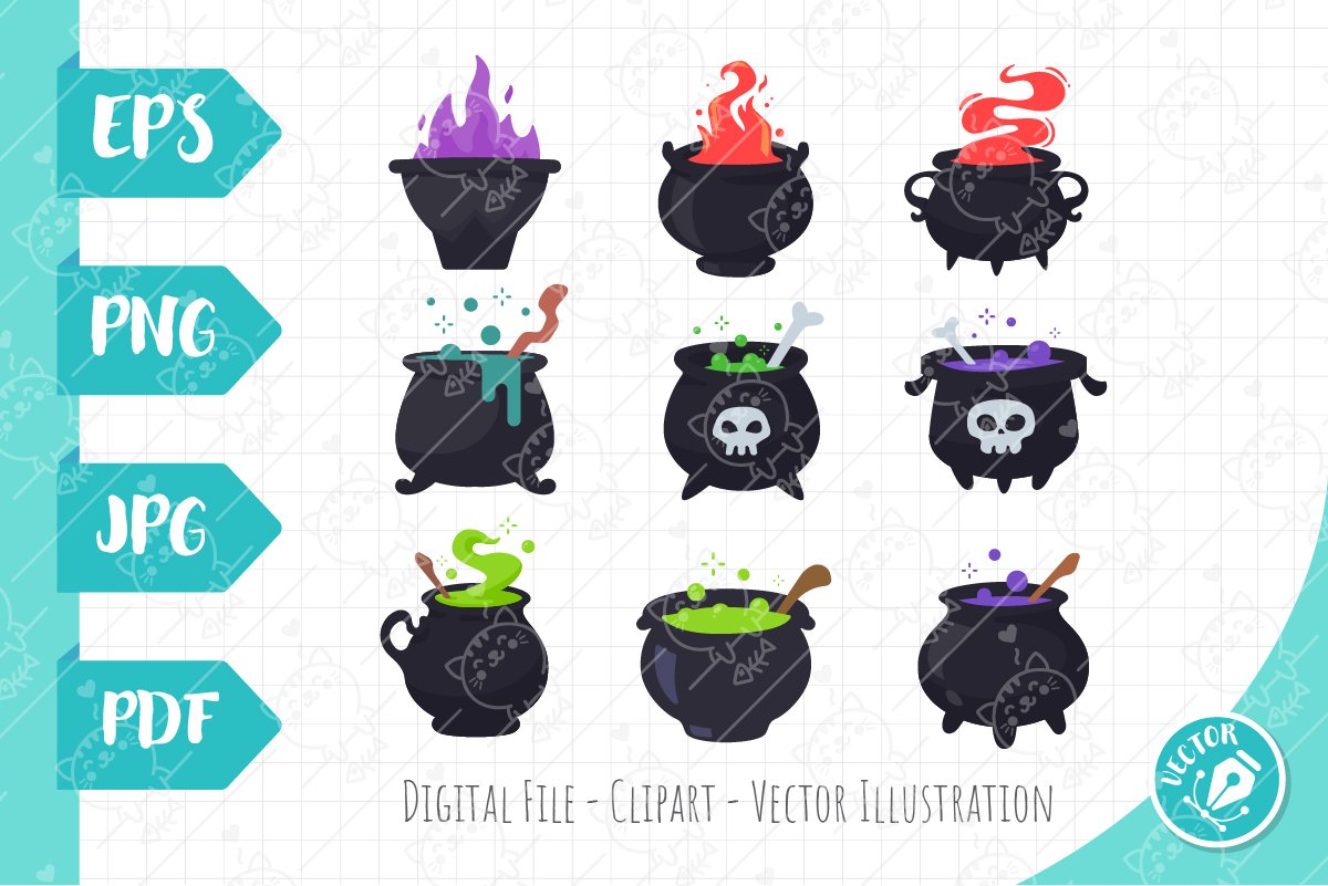 Halloween Witch Pot Clipart