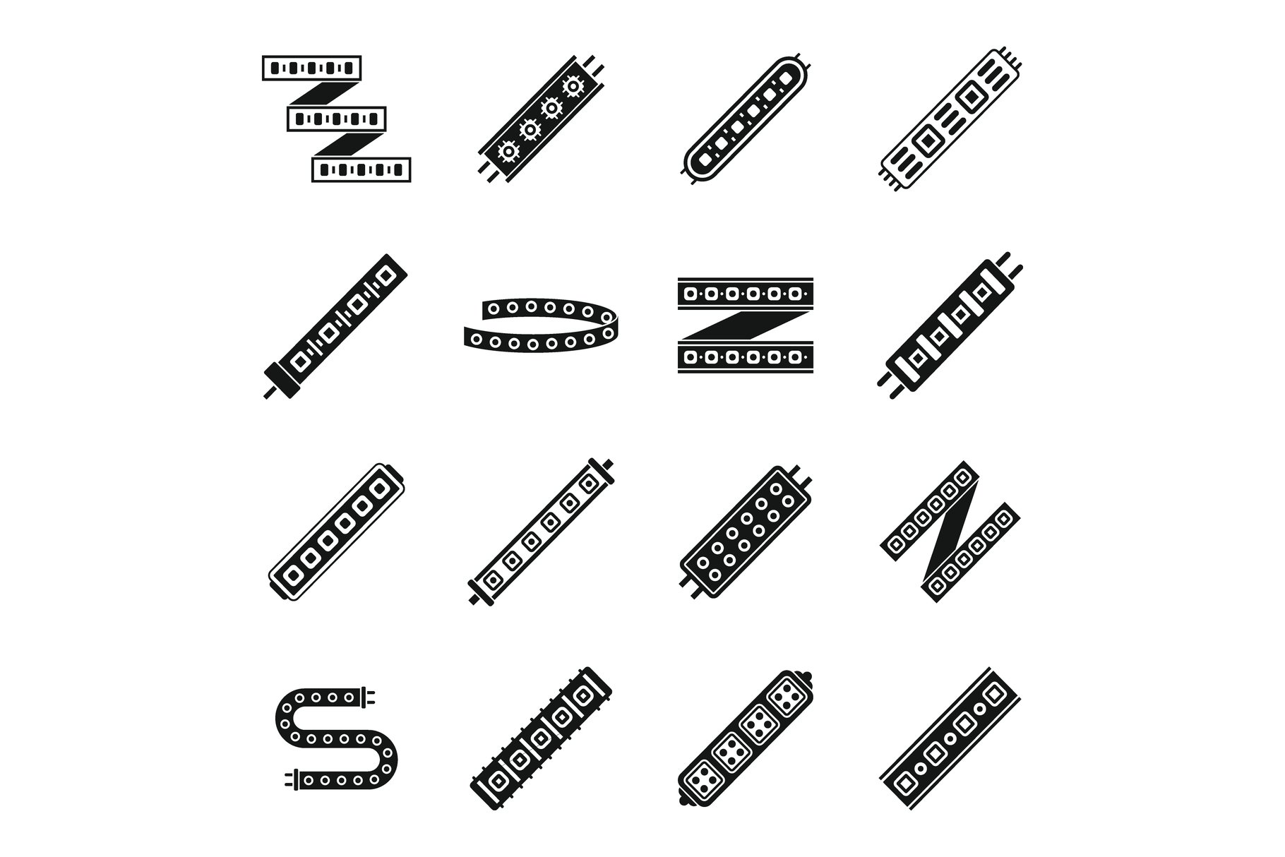 Led strip lights icons set simple vector. Module led (1788649) | Icons ...