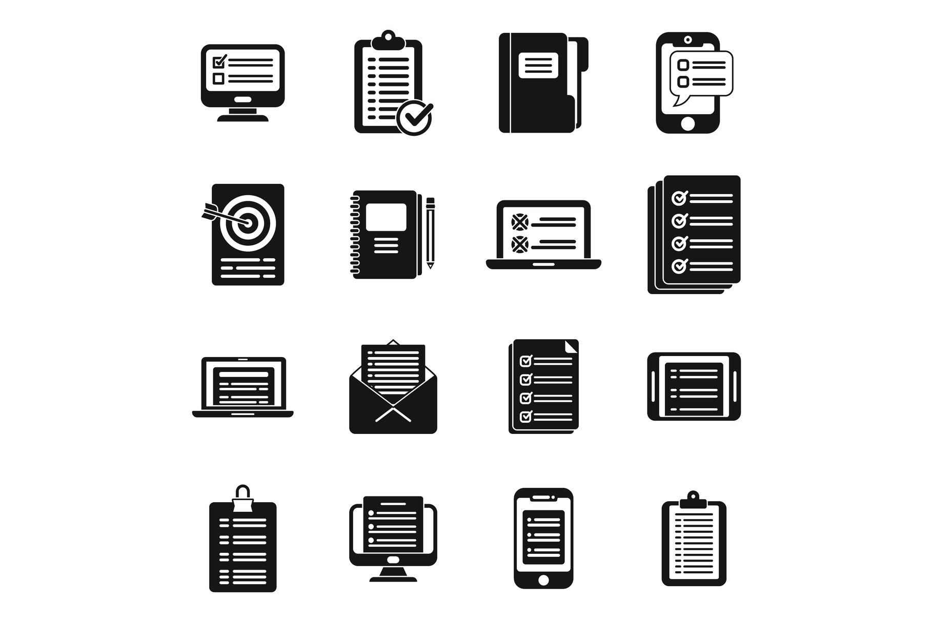 Assignment icons set simple vector. Fast exam (1788860) | Icons ...