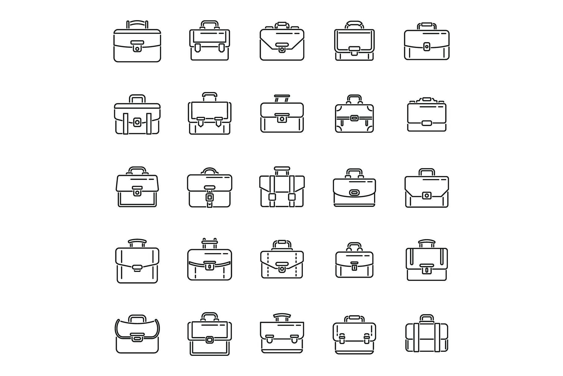 Briefcase icons set outline vector. Office bag (1788969) | Icons ...