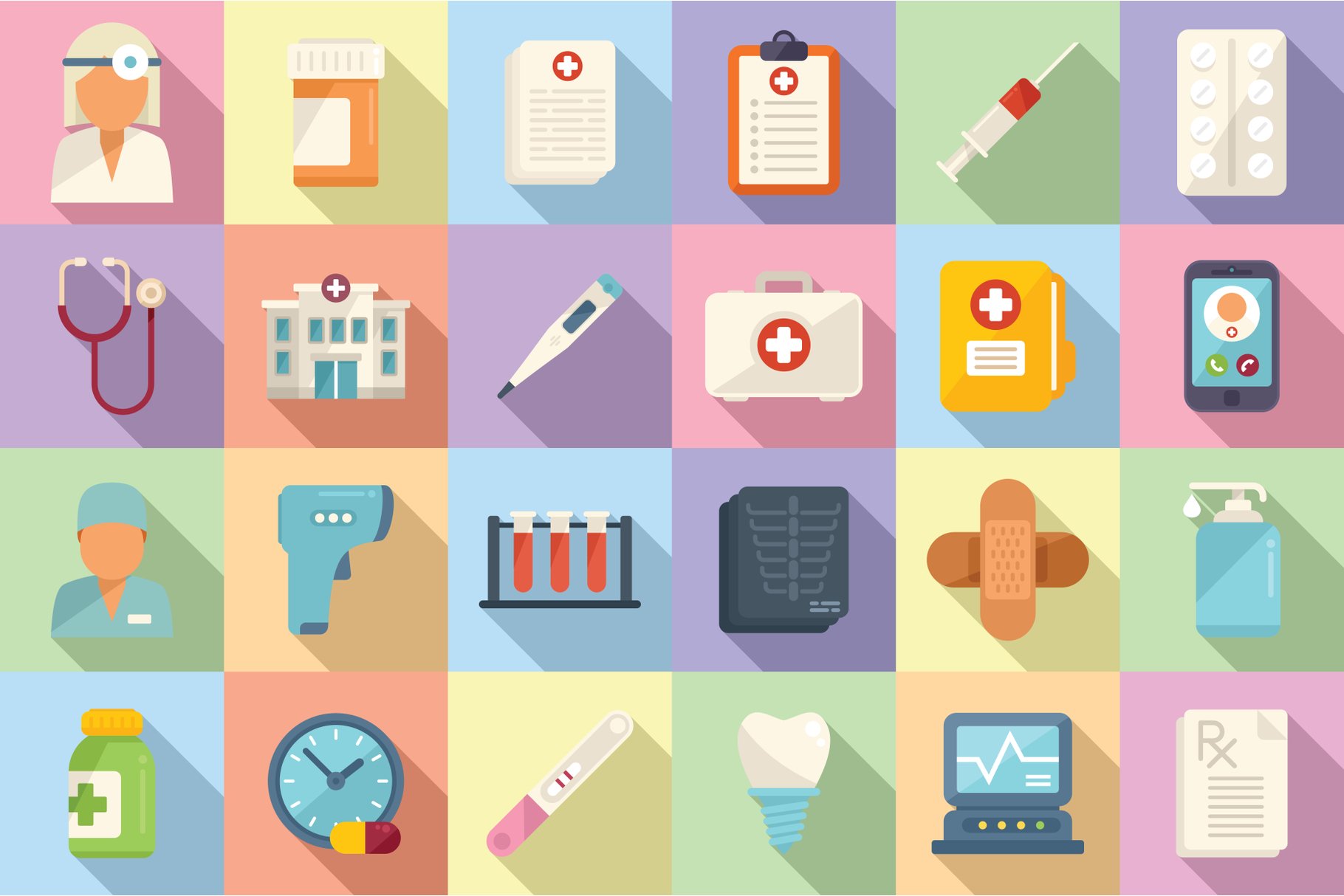 Family doctor icons set flat vector. Hospital health (1788999) | Icons ...