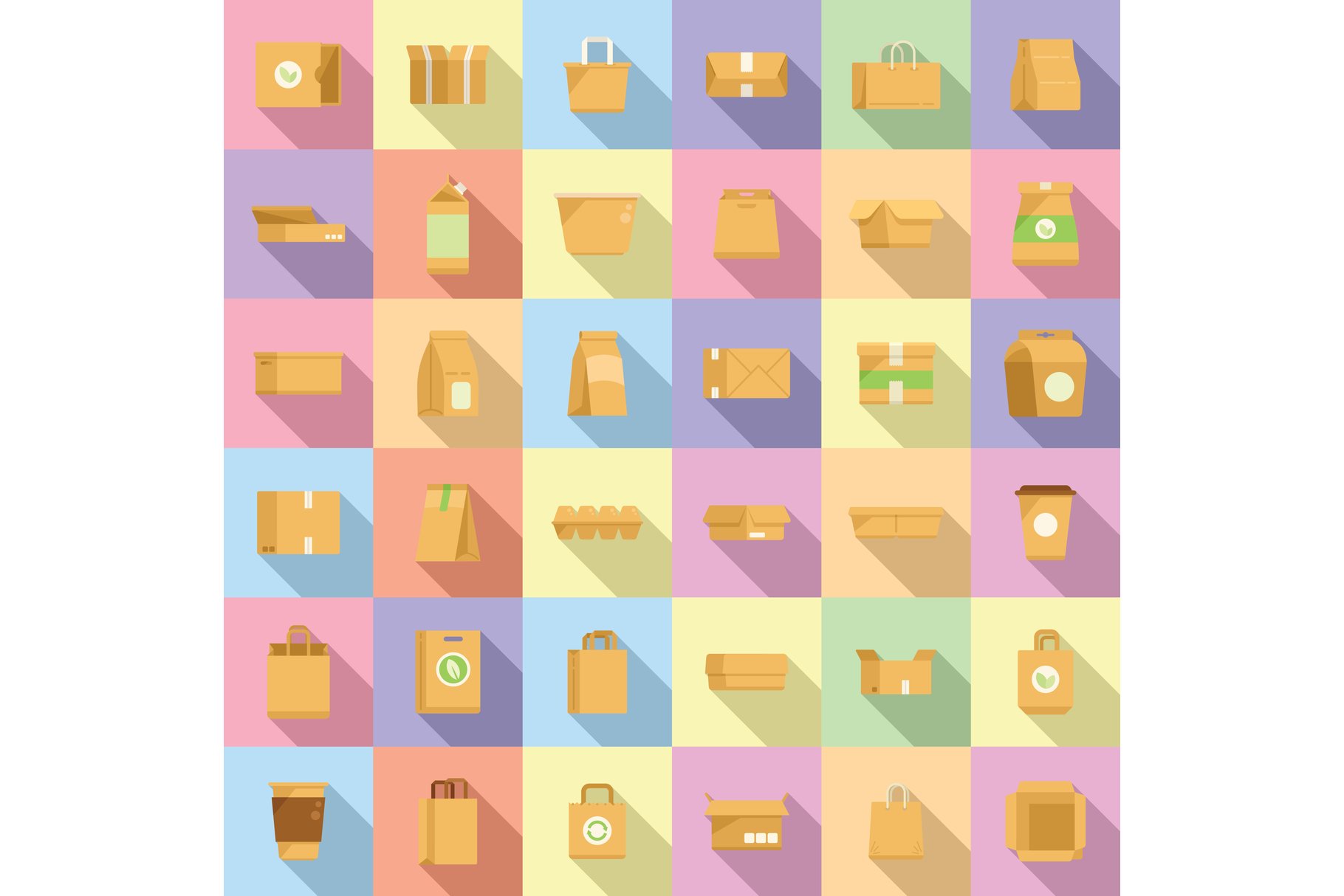 Eco packaging icons set flat vector. Eco waster (2223652) | Icons ...