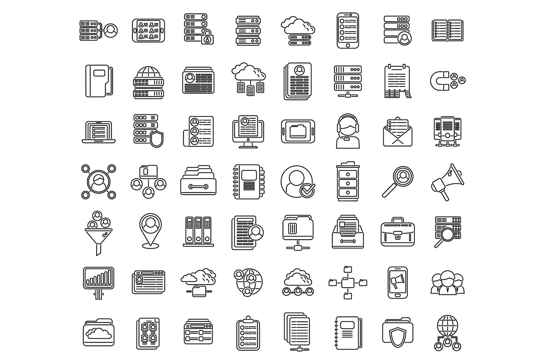 Customer database icons set outline vector. Company (2223690) | Icons ...