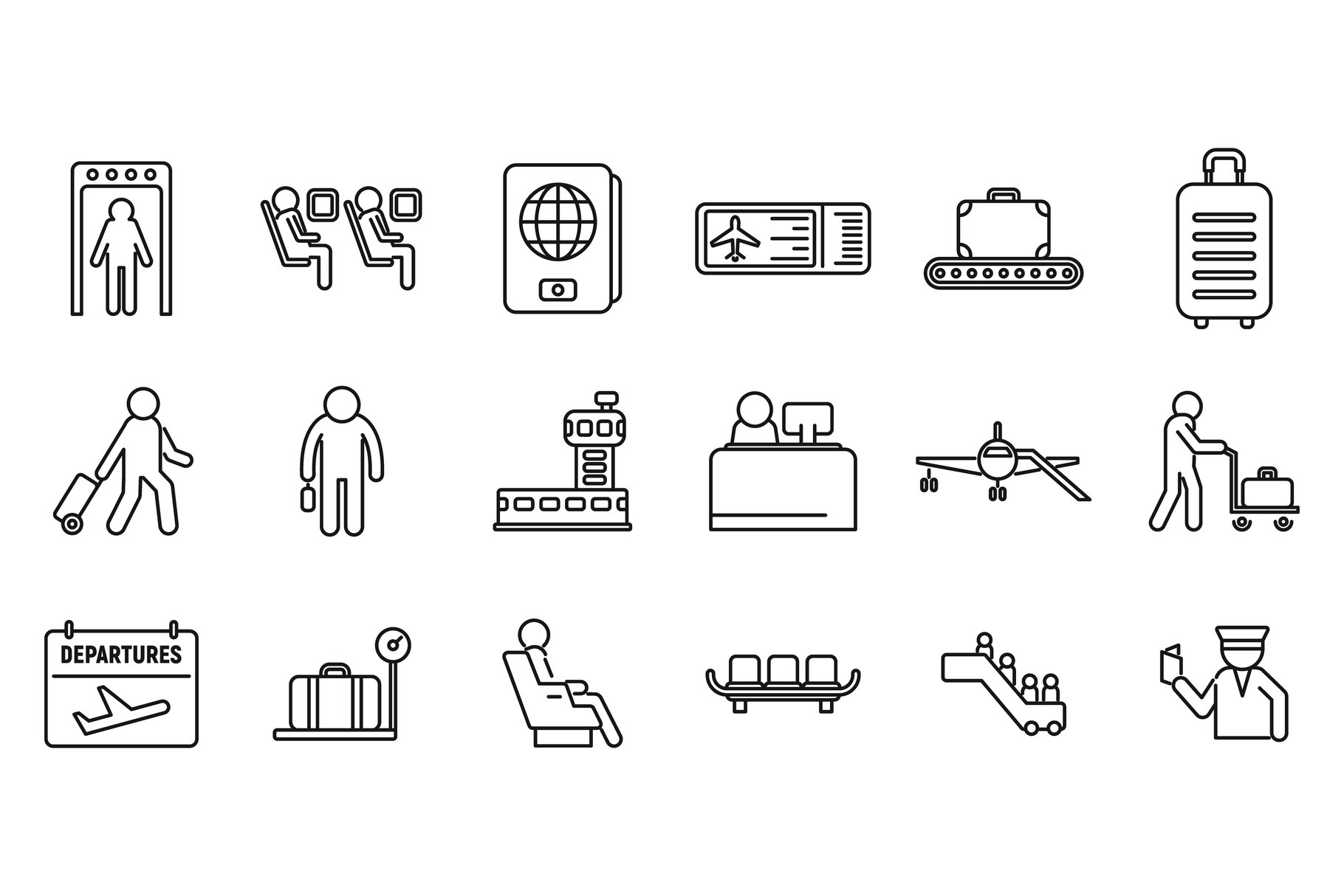 Airline passengers icons set outline vector. People case (2223703 ...