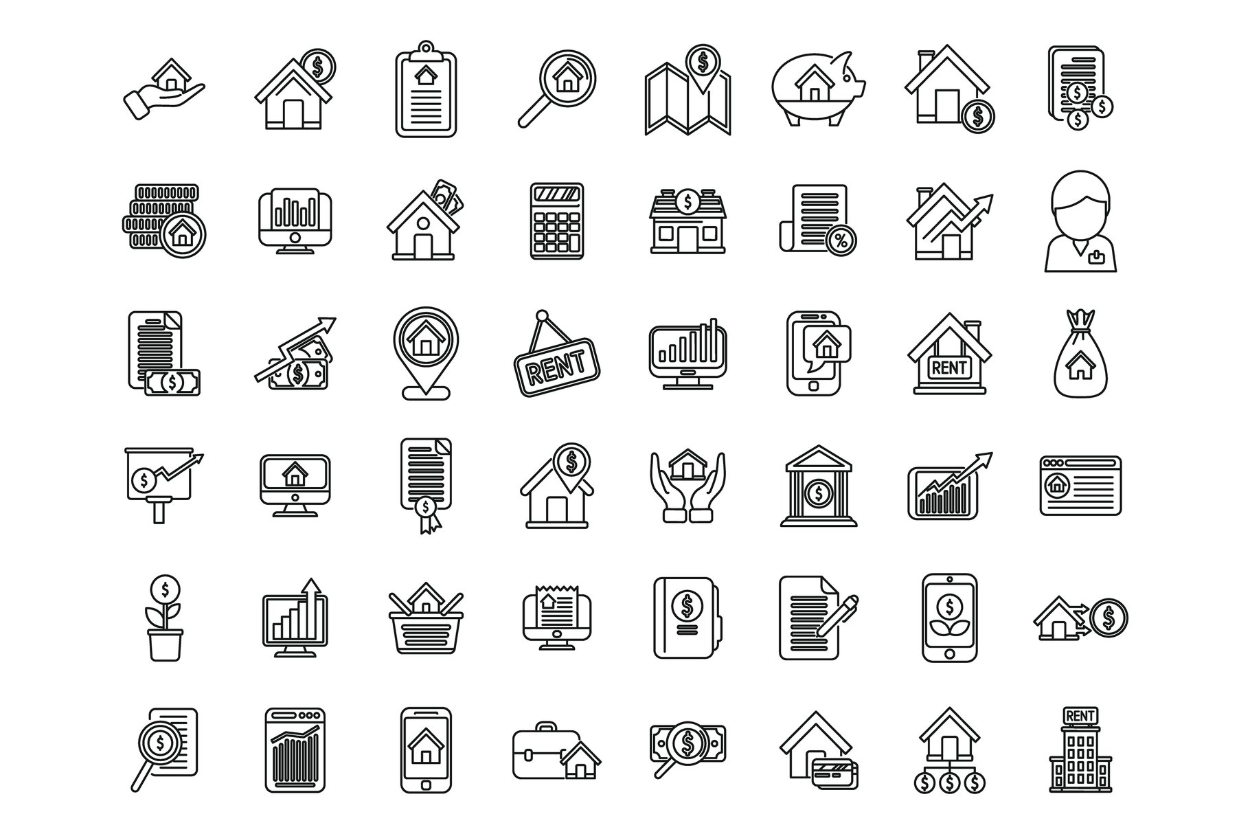 Property investments icons set outline vector. Investment (2223805 ...