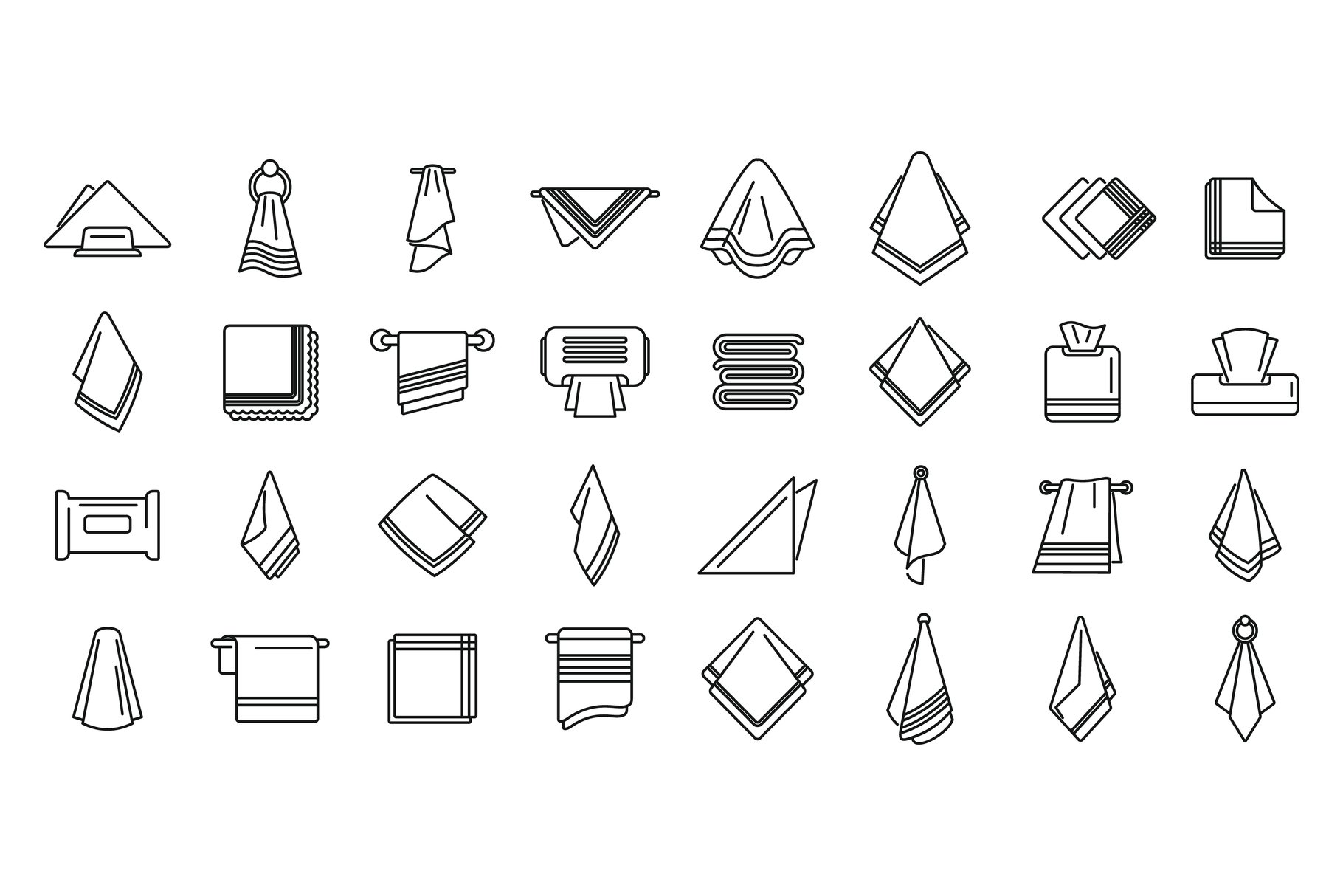 Handkerchief icons set outline vector. Folded napkin (2223858) | Icons ...