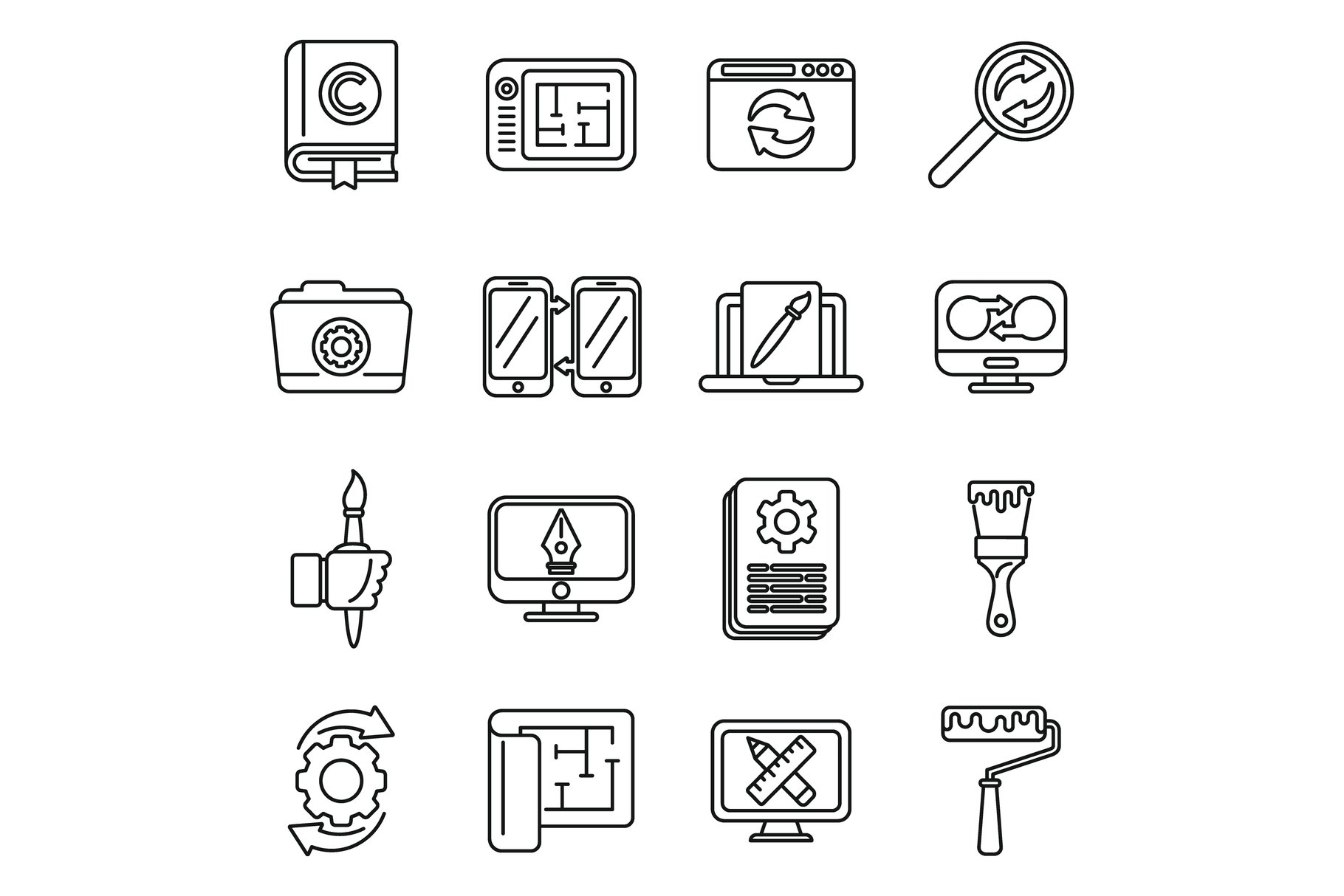 Redesign icons set outline vector. Artist brief (2223891) | Icons ...
