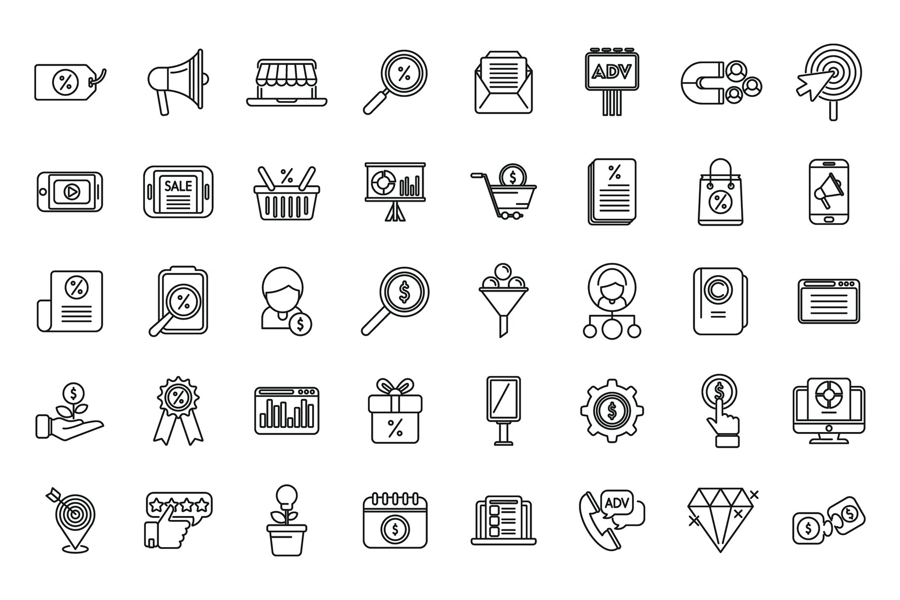Marketing mix icons set outline vector. Market consumer (2223991 ...