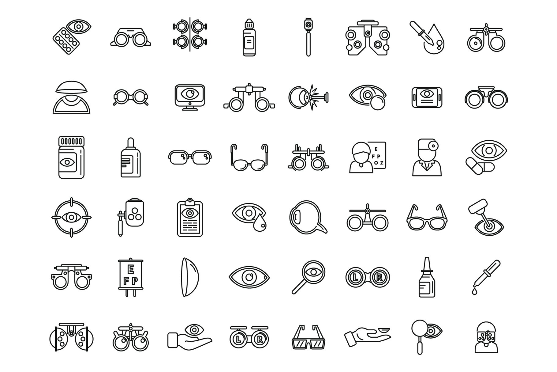Optometry icons set outline vector. Medical eye (2224078) | Icons ...