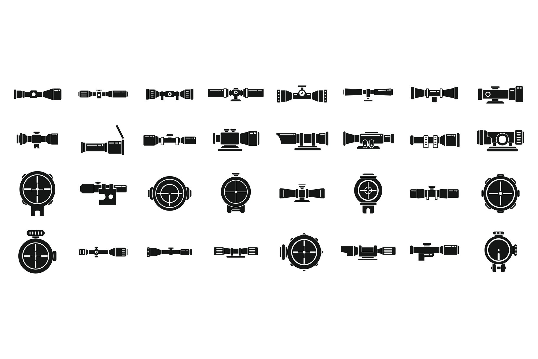 Telescopic sight icons set simple vector. Sniper scope (2224080 ...
