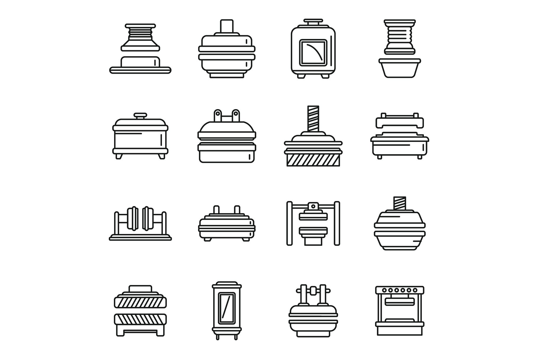Press form machines icons set outline vector. Formation (2224109 ...