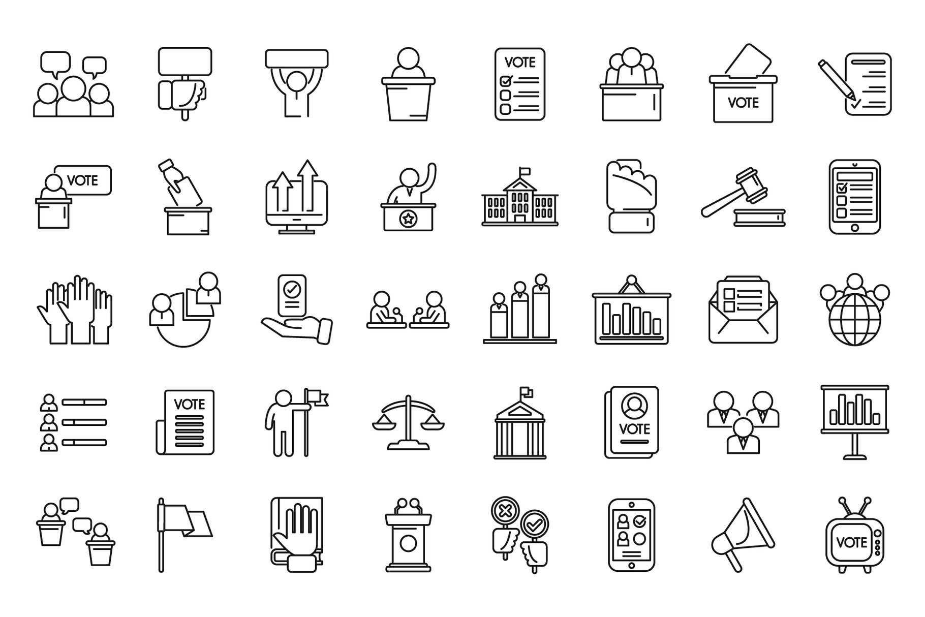 Democracy icons set outline vector. Human rights (2224149) | Icons ...