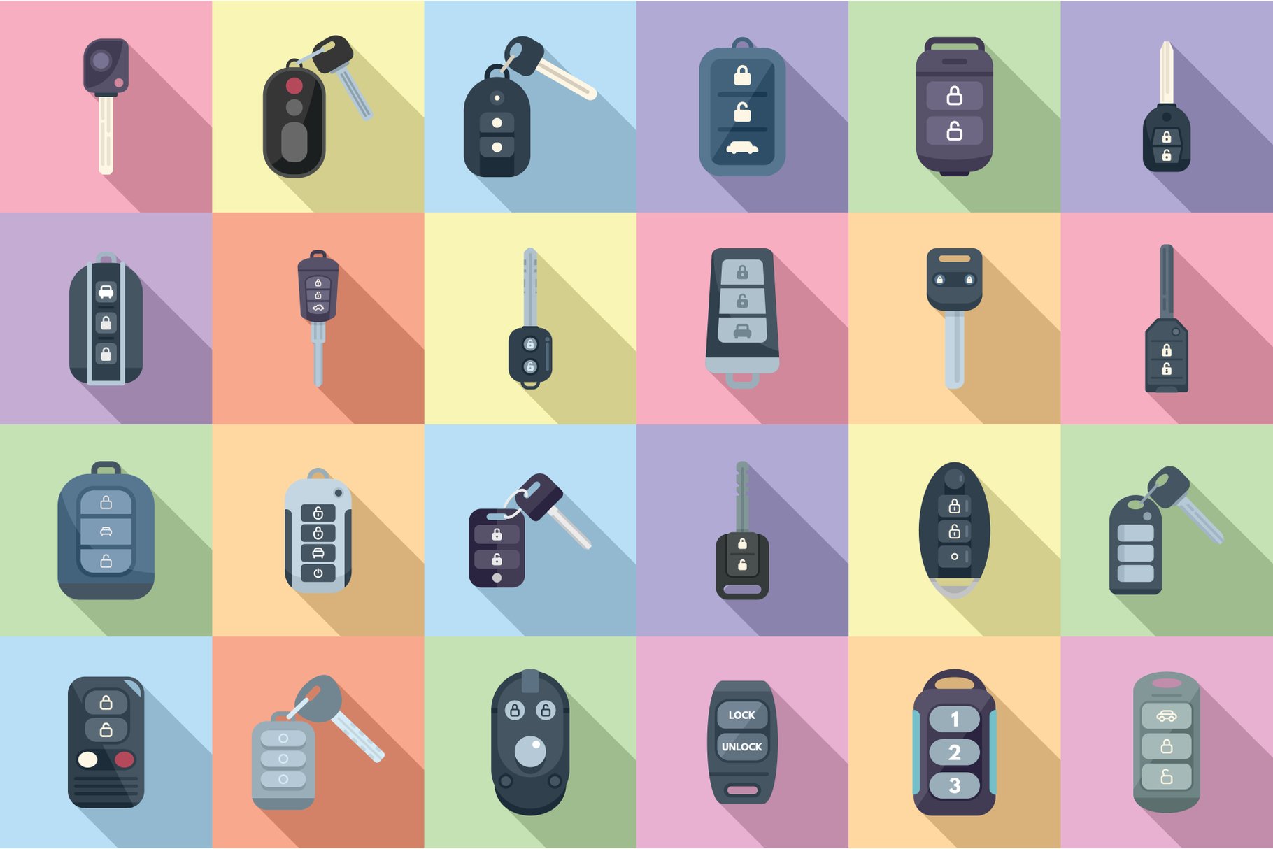 Smart car key icons set flat vector. Driver mobile (2224167) | Icons ...