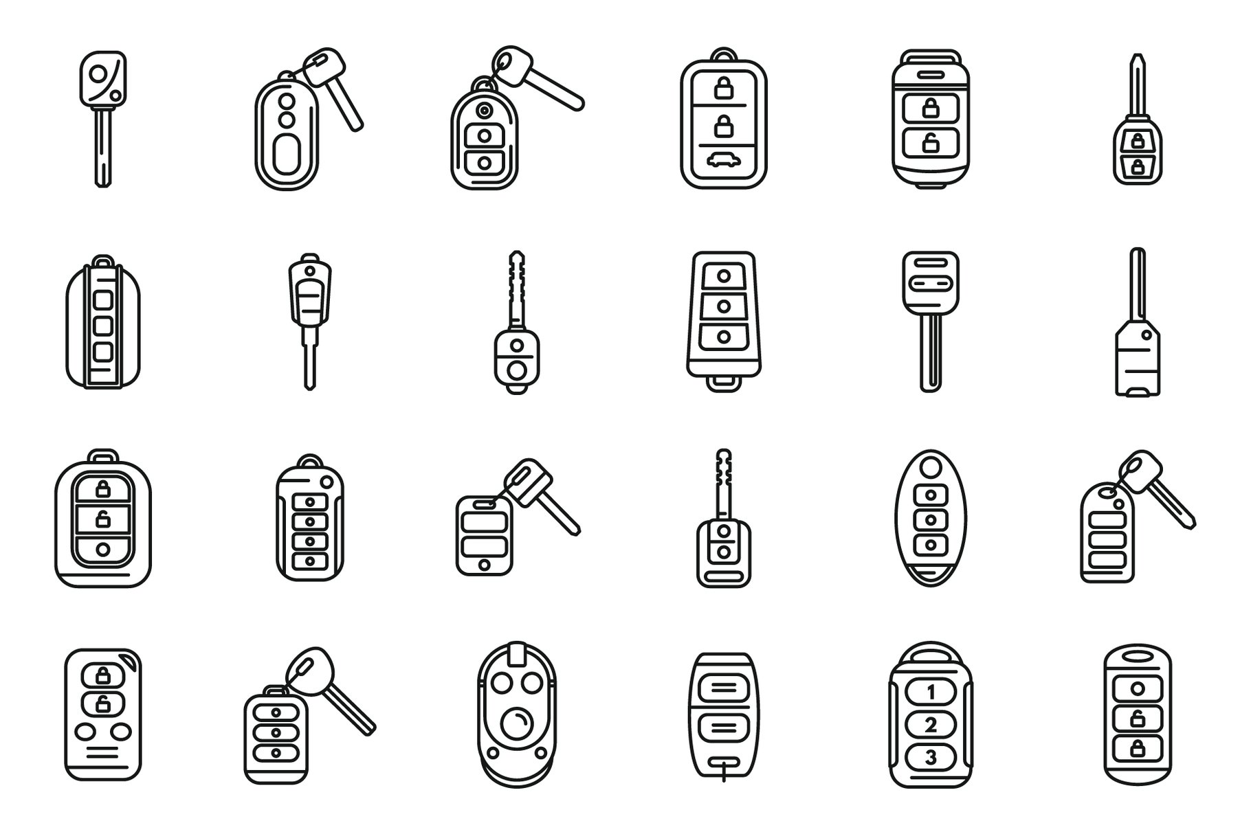 Smart car key icons set outline vector. Driver mobile (2224169) | Icons ...