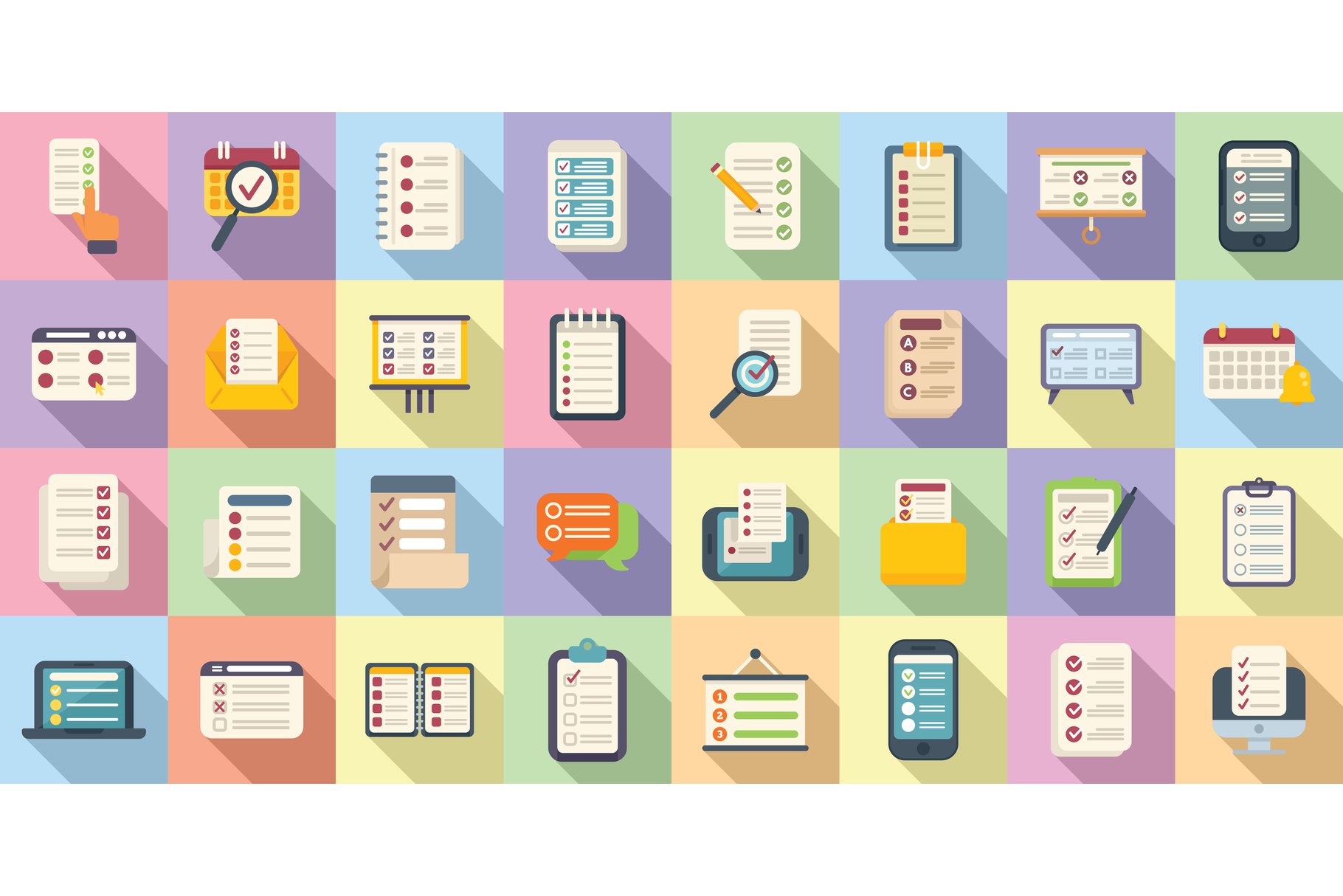 Task schedule icons set flat vector. Calendar agenda (2224178) | Icons ...