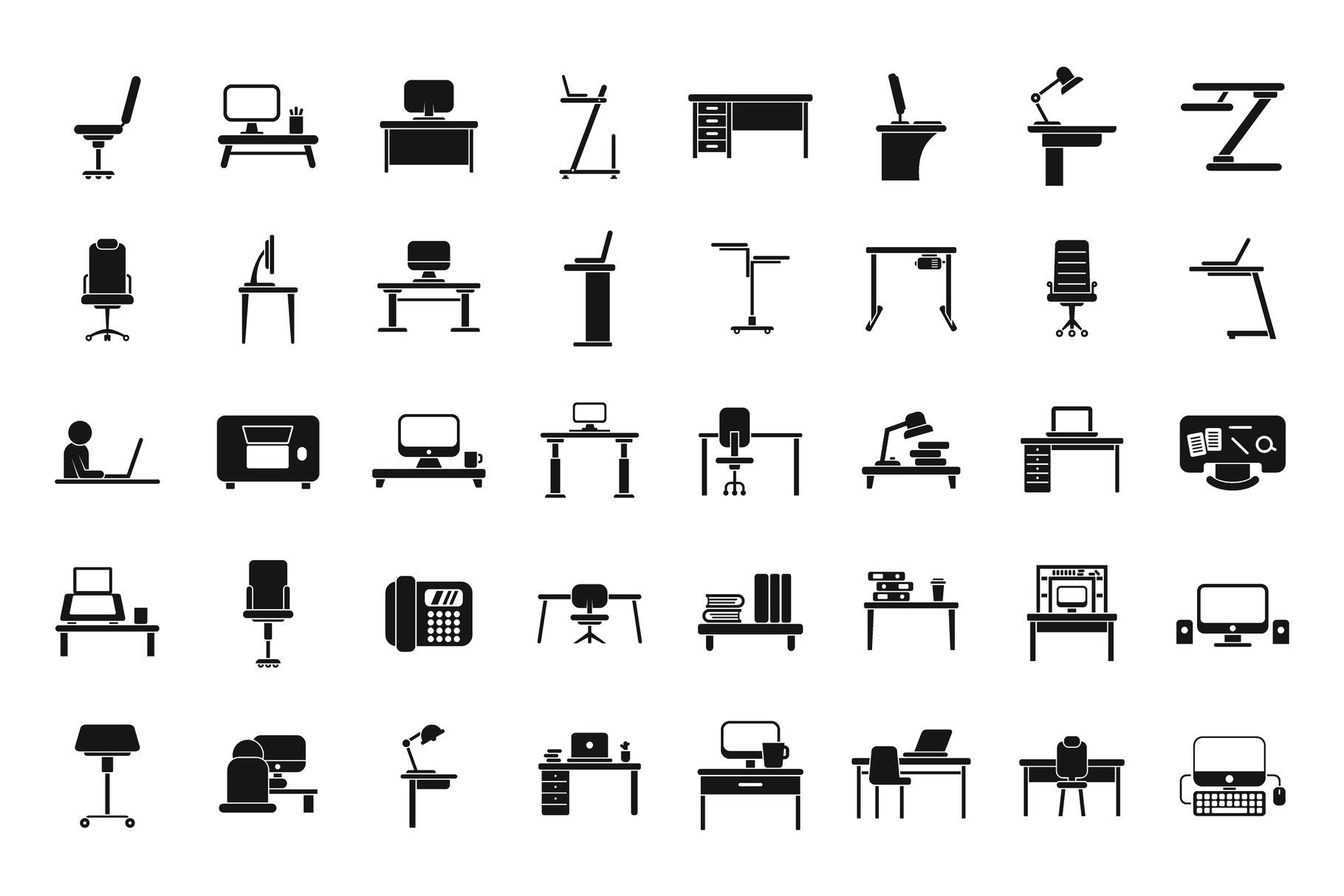 Ergonomic workplace icons set simple vector. Body chair (2224211 ...