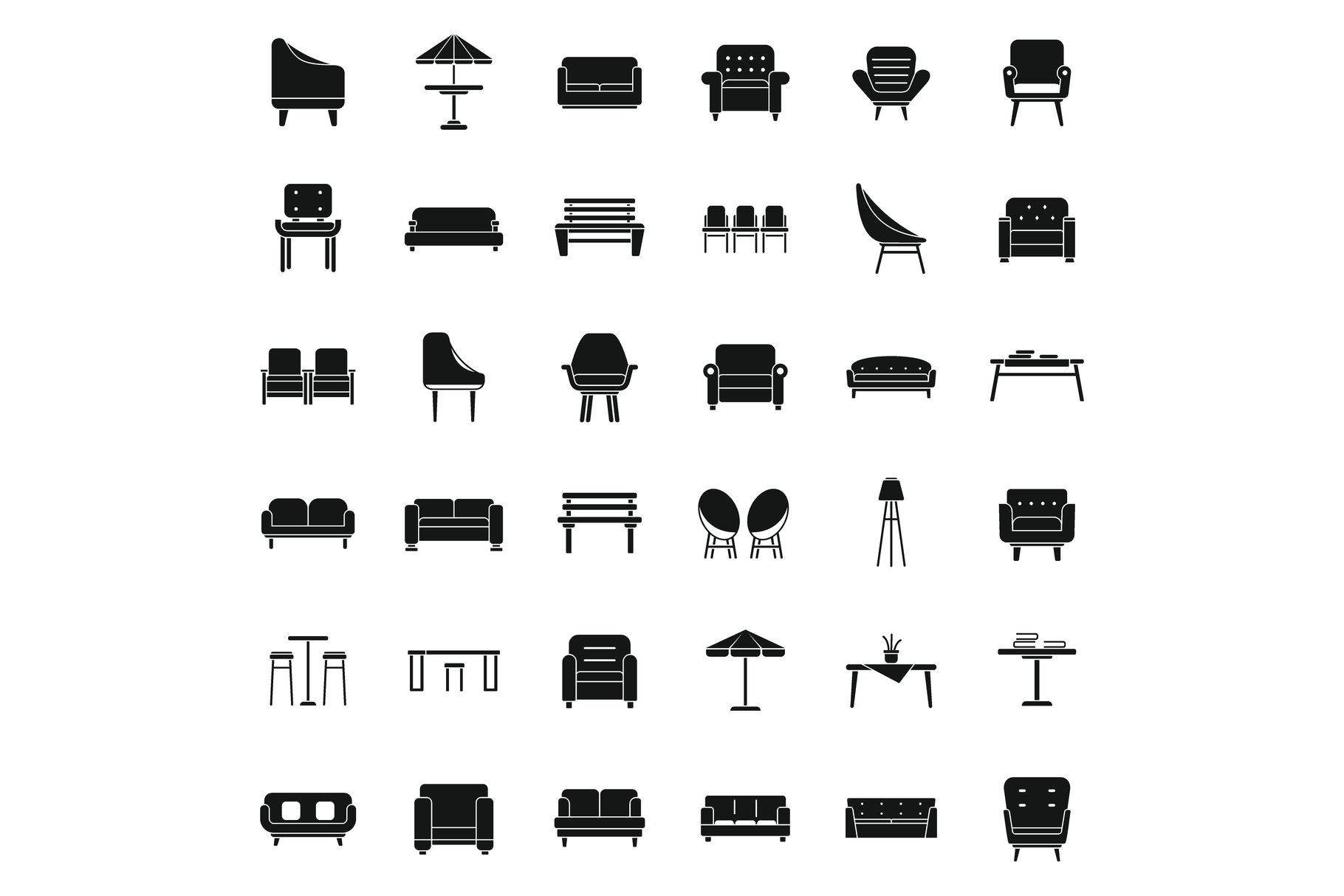 Lounge icons set simple vector. Business sofa (2224396) | Icons ...