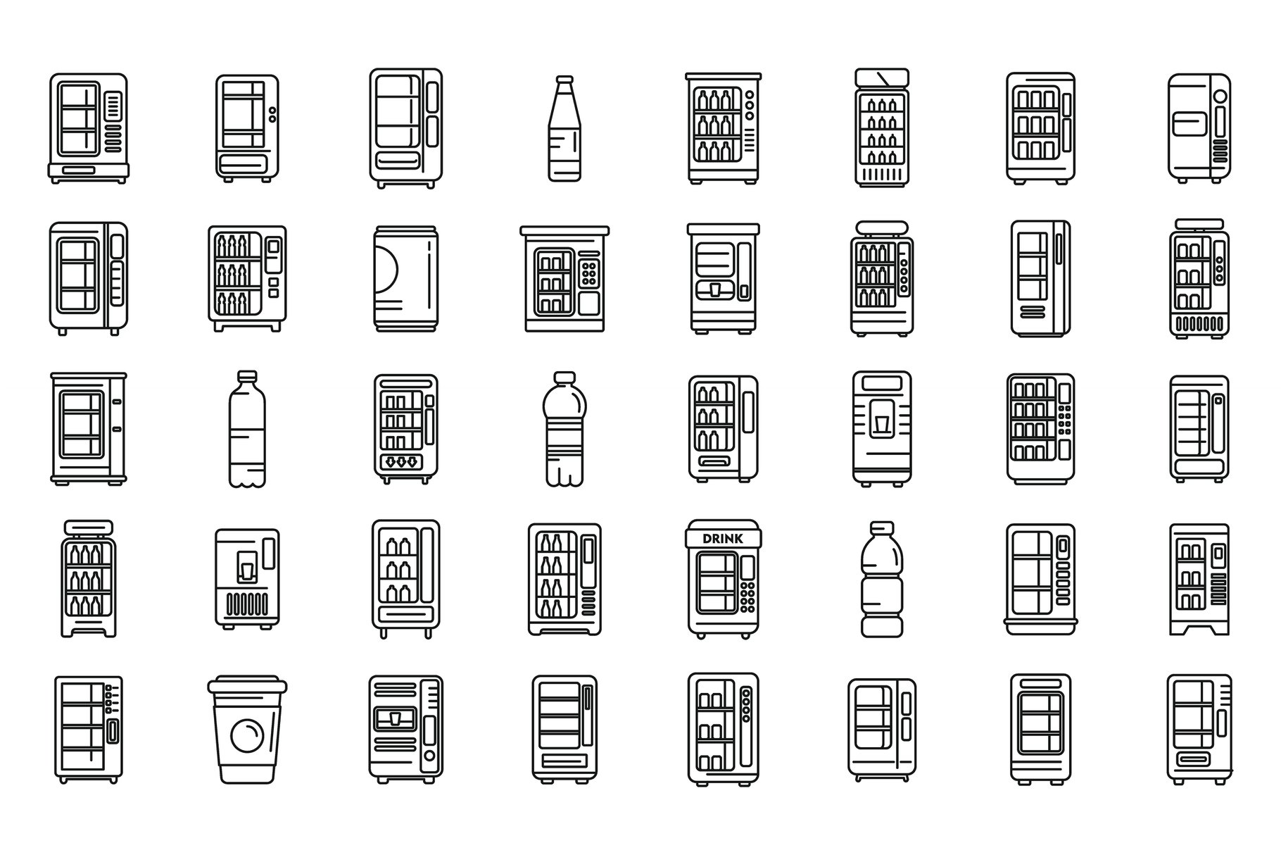 Drink machine icons set outline vector. Water plastic (2272044) | Icons ...