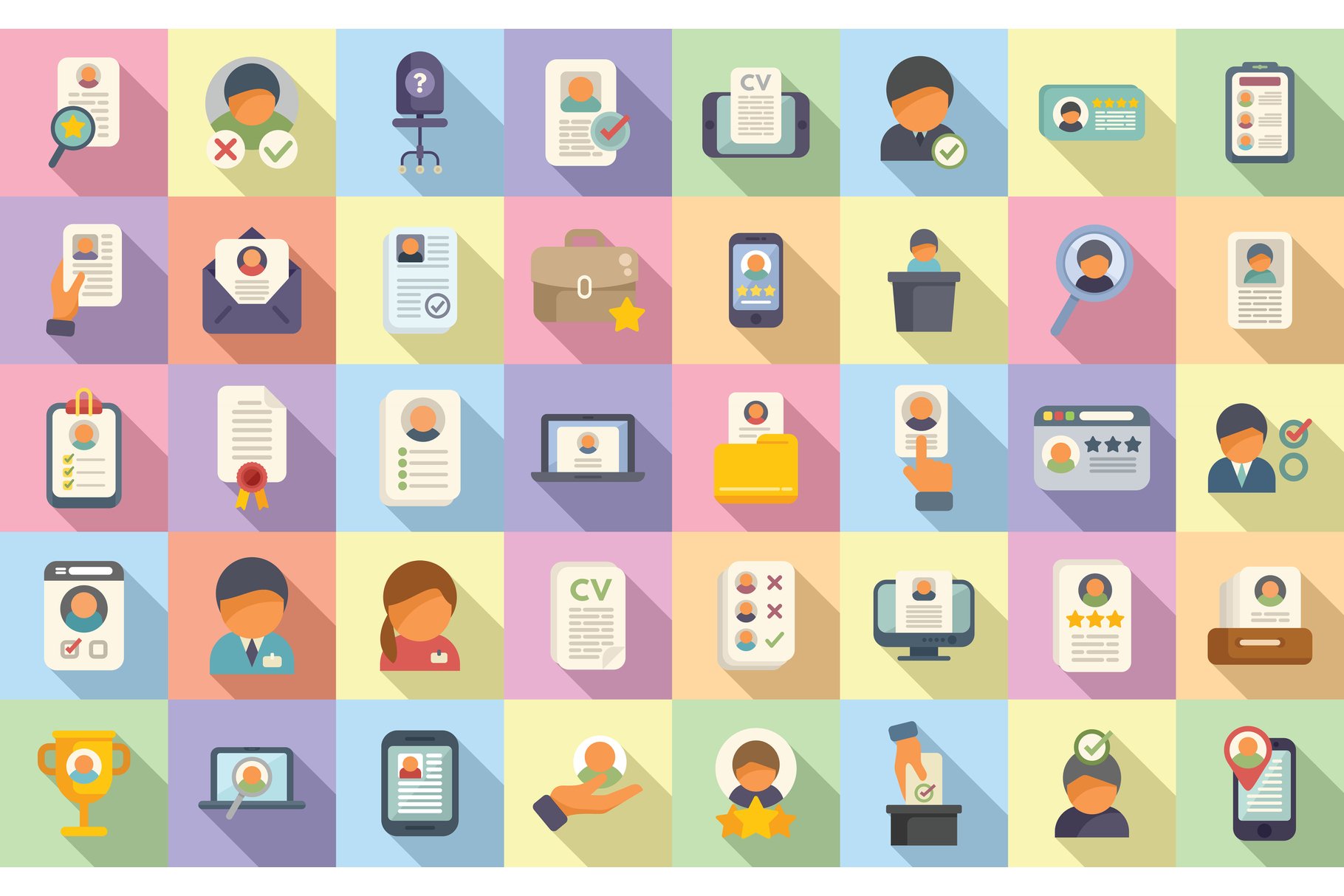 Candidate icons set flat vector. Work team (2289243) | Icons | Design ...