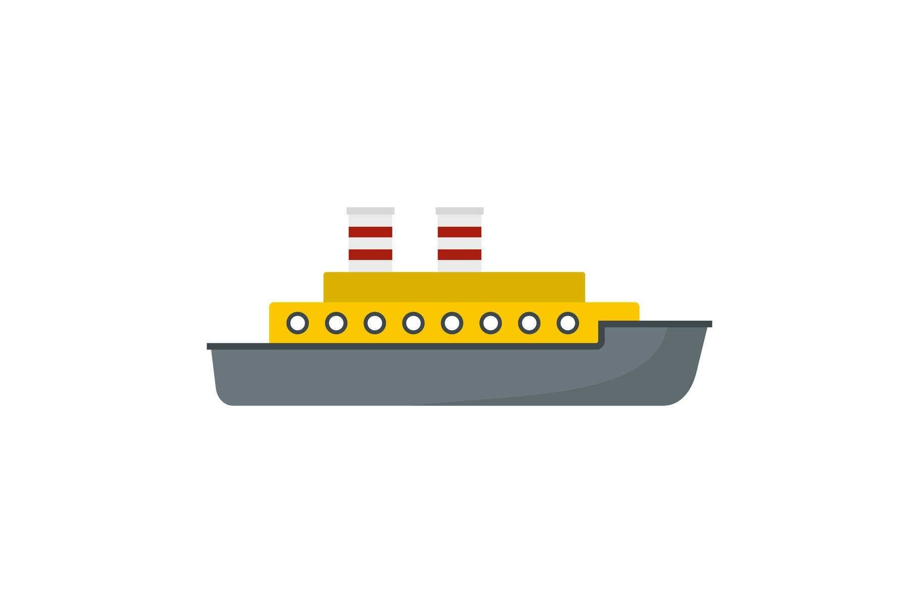 Steamship icon, flat style (1397657) | Icons | Design Bundles