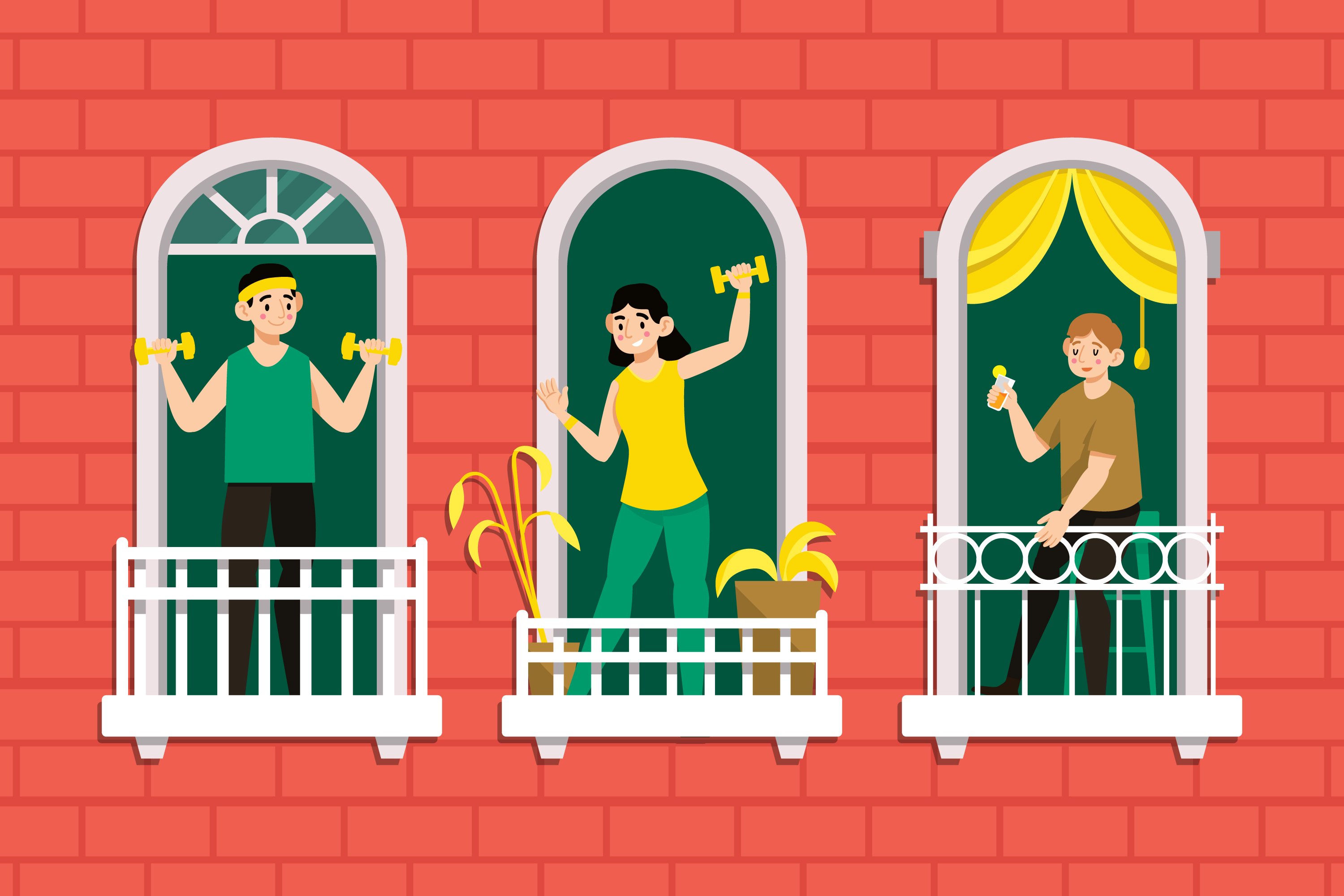 People Doing Leisure Activities on Balcony