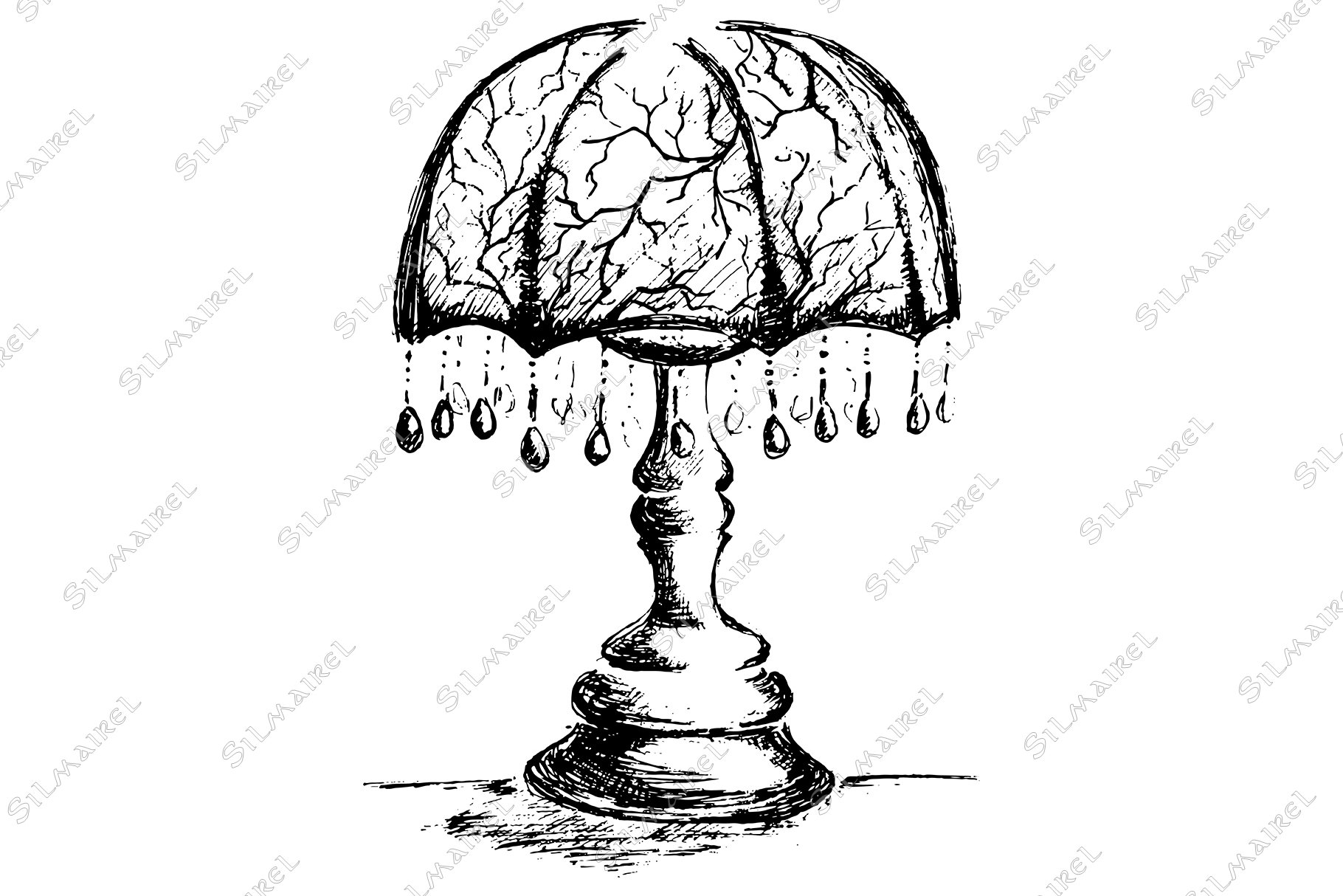 Monochrome vintage retro lamp sketched art vector (917027 ...