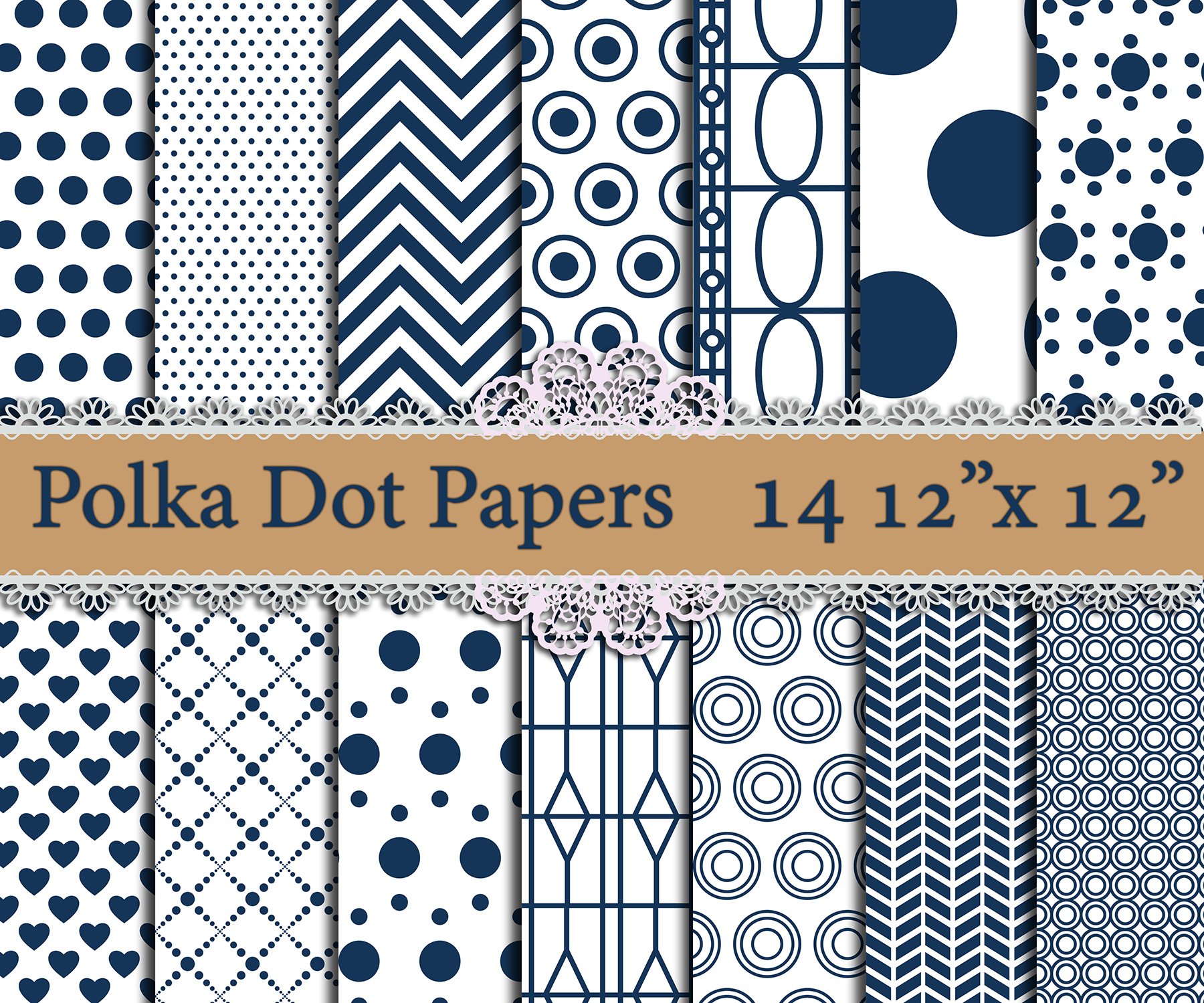 Blue Polka Dot digital paper (30821) | Backgrounds | Design Bundles
