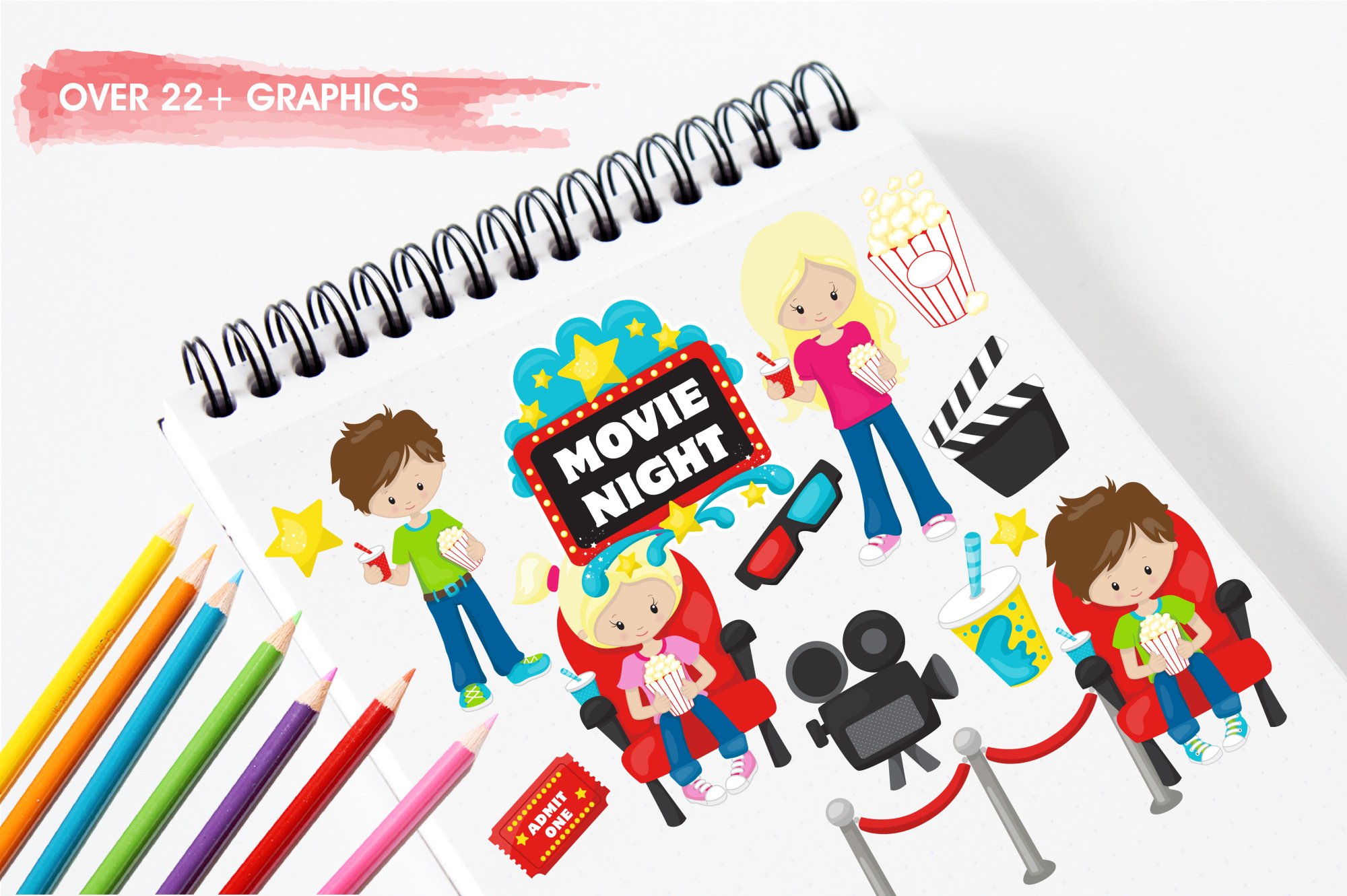 Movie Night graphics and illustrations (14588) | Illustrations | Design ...
