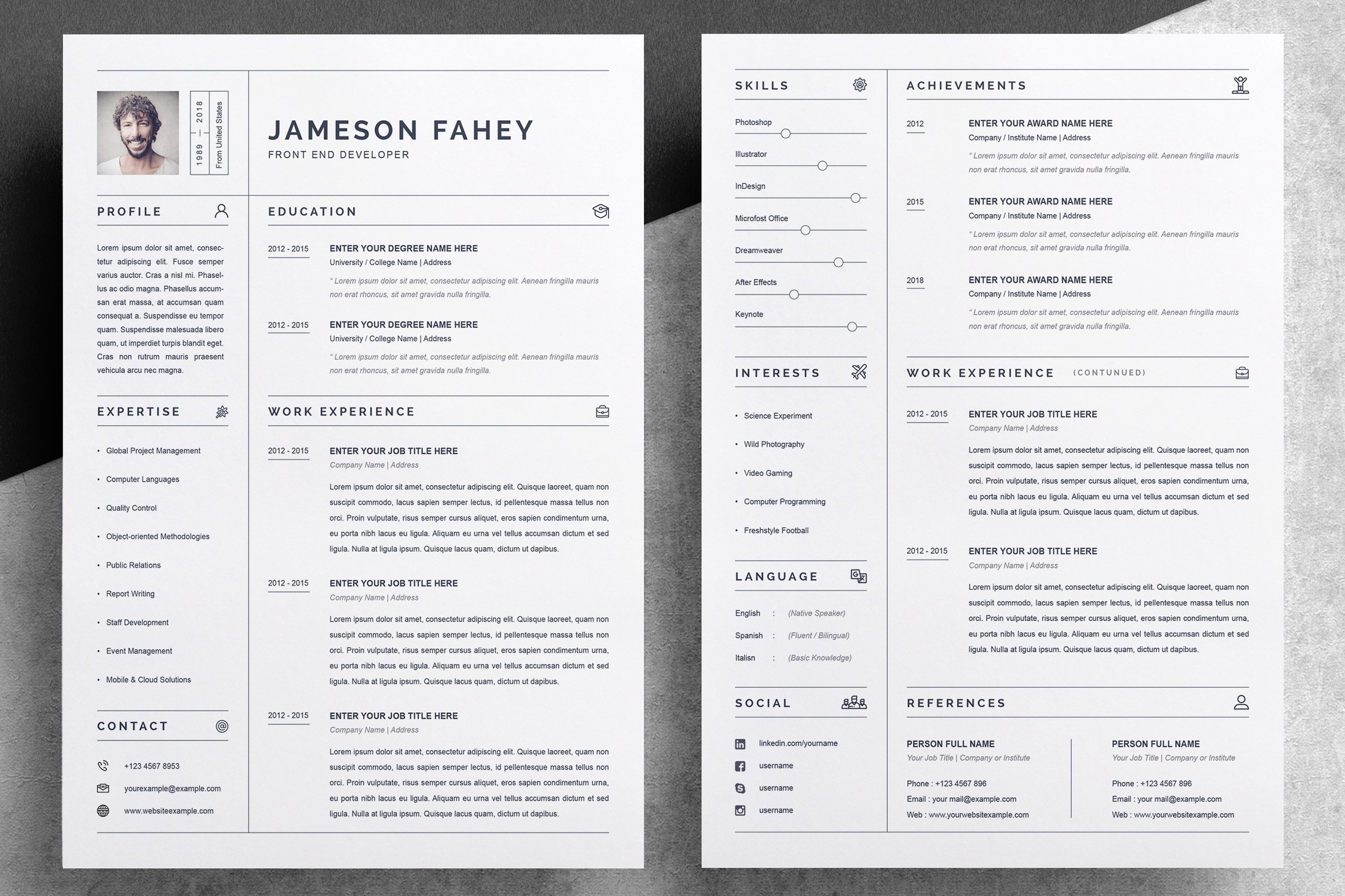 Clean Resume / CV Template (645359) | Resume Templates | Design Bundles