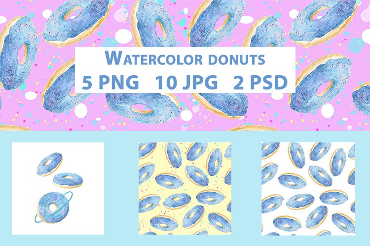 Watercolor donuts illustrations and patterns (782150) | Patterns ...