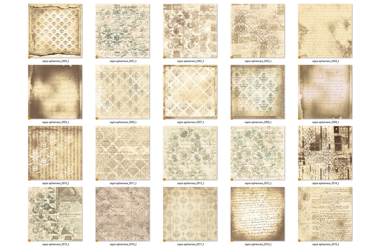 Sepia Ephemera Digital Paper (91380) | Textures | Design Bundles
