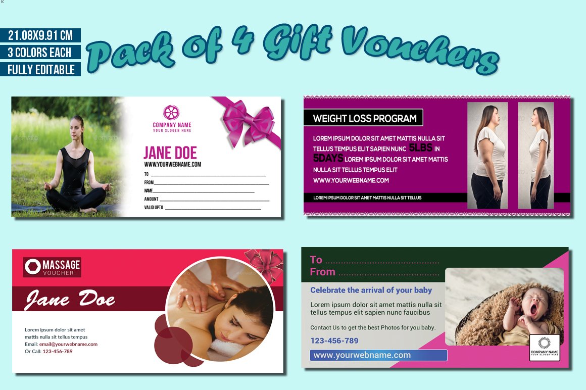 Pack of 4 Game Voucher (162471) | Brochures | Design Bundles