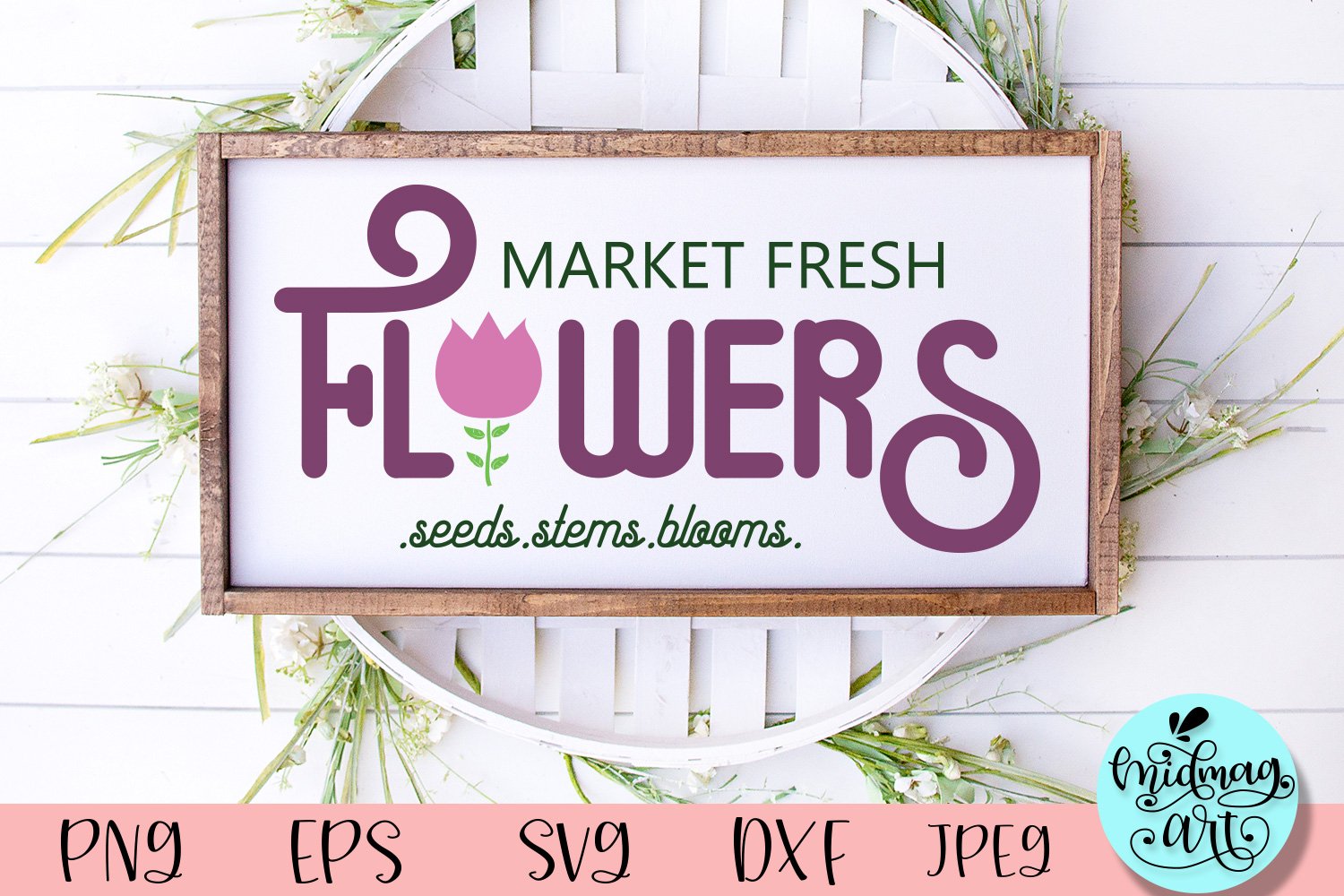 Market fresh flowers wood sign svg, spring sign svg (1229197) | SVGs ...
