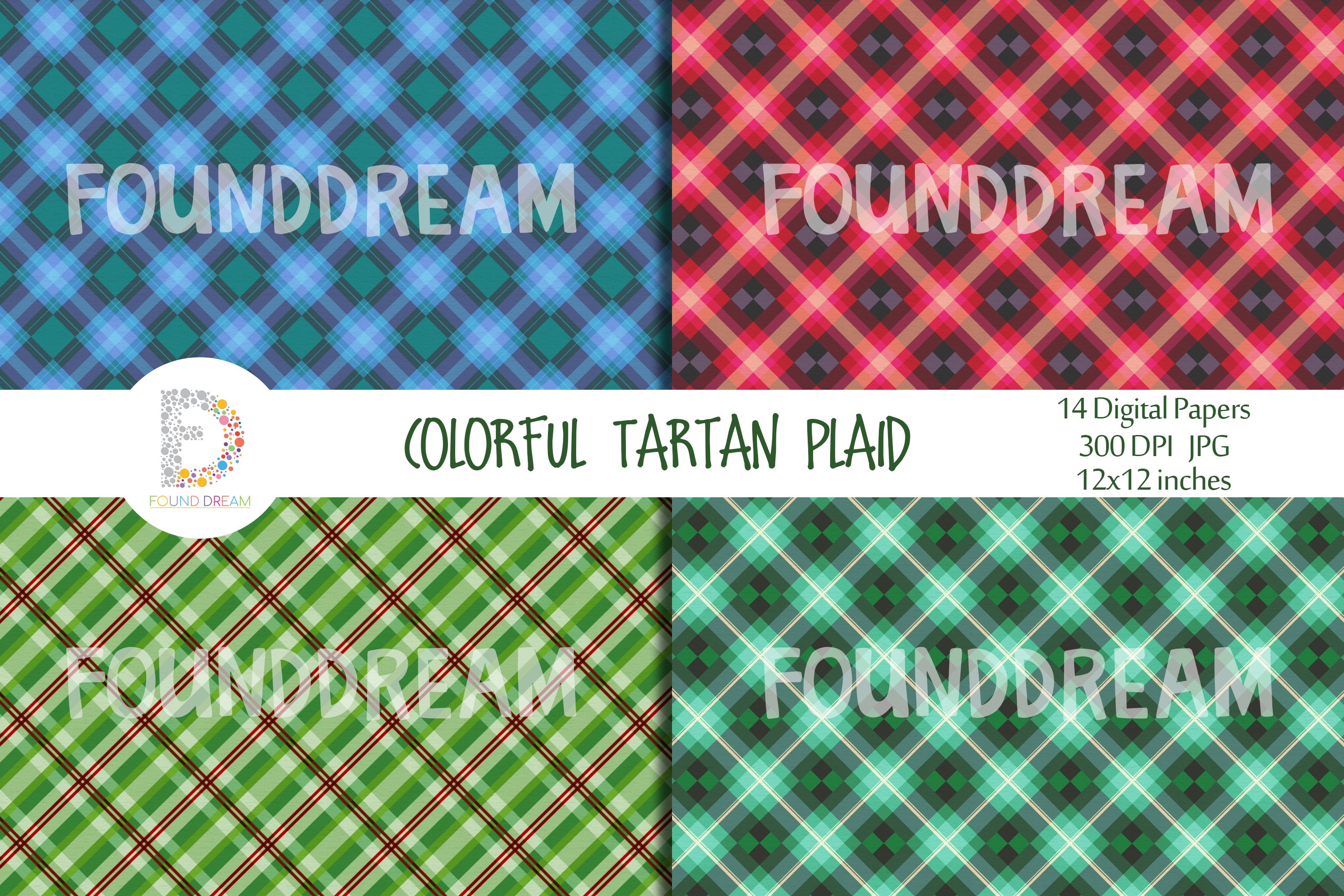 Tartan Plaid Digital Papers| 12 x 12 inches (475292) | Patterns ...