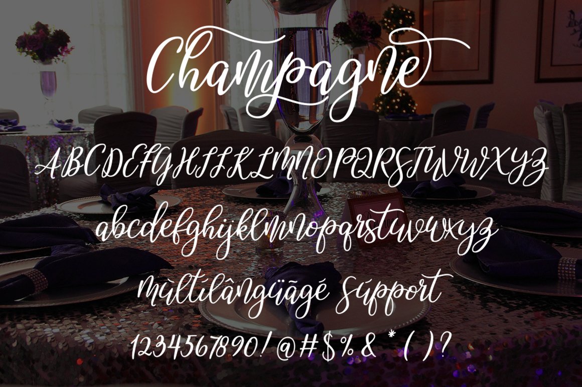 Champagne script (149619) | Script | Font Bundles