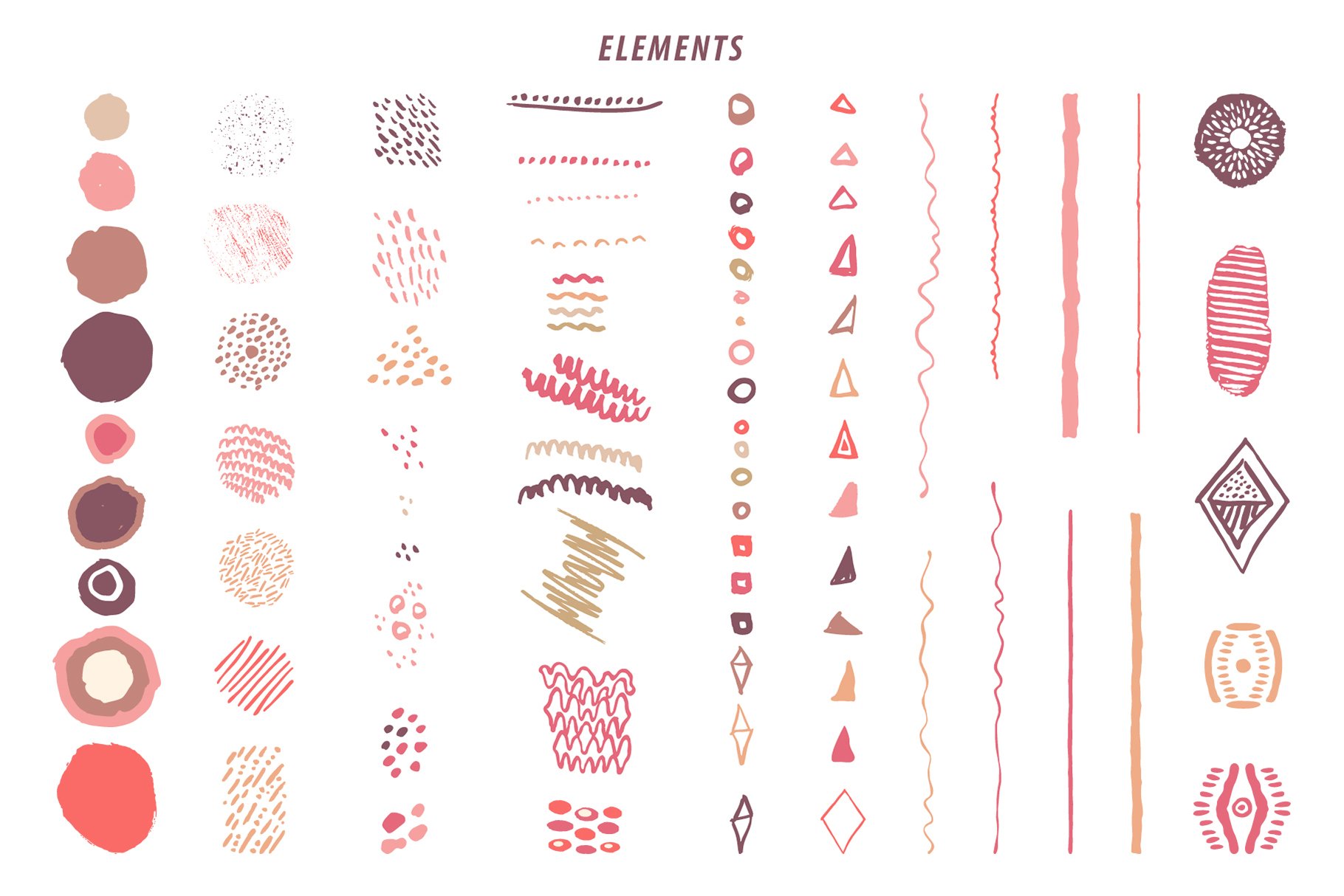 Abstract Hand Drawn Brushstroke Patterns Bundle (255313) | Patterns ...