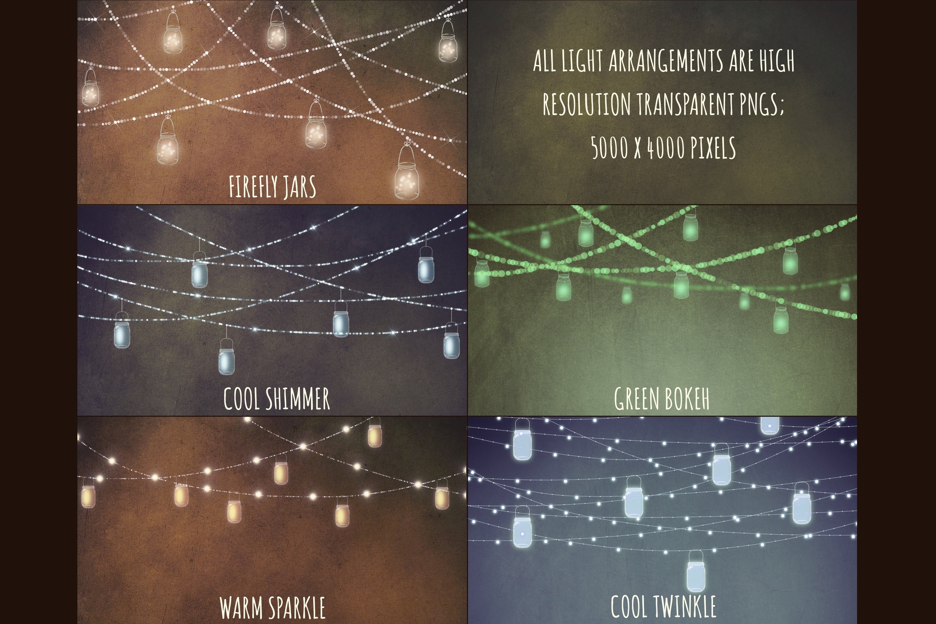 Mason jar lights clipart (363415) | Illustrations | Design Bundles