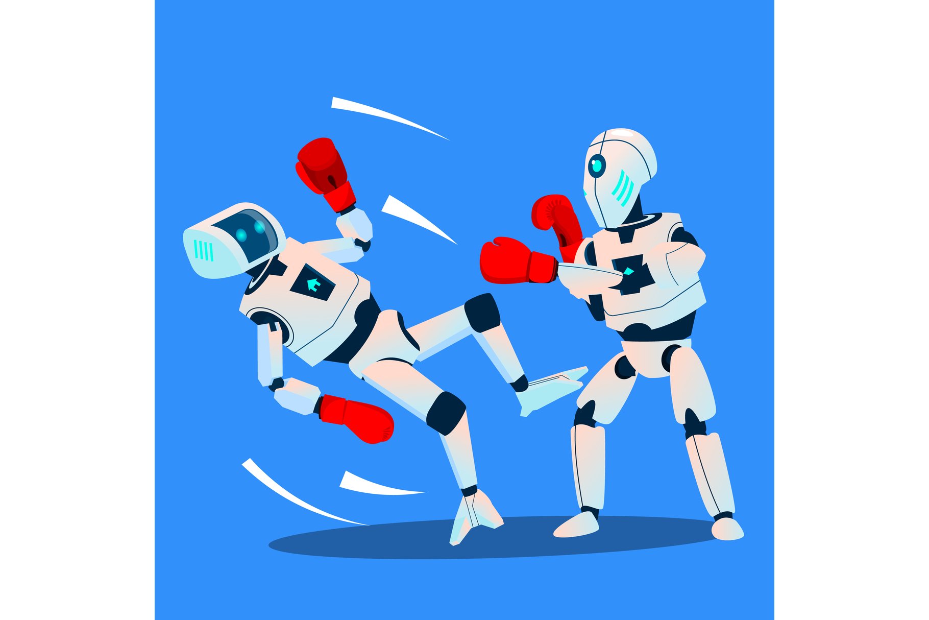 Two Robots Boxing On Ring Vector. Isolated Illustration (693155 ...