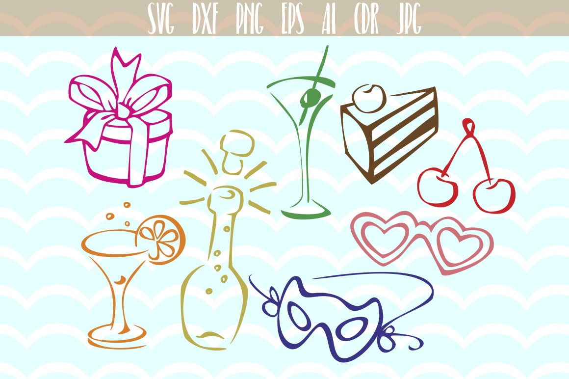 Party SVG set Birthday party SVG, Party Svg cutting files, Vector Party ...