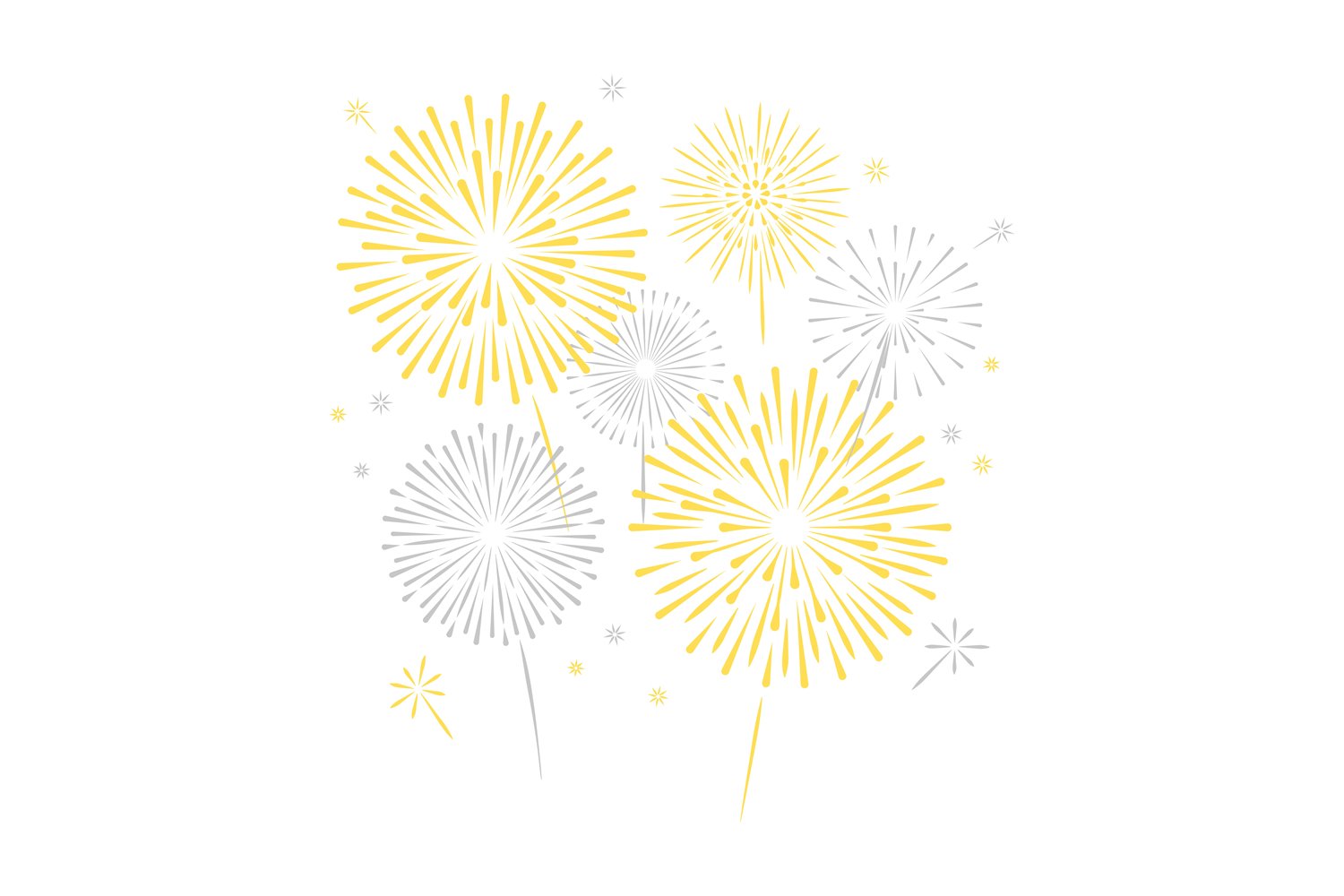 Gold Fireworks White Background