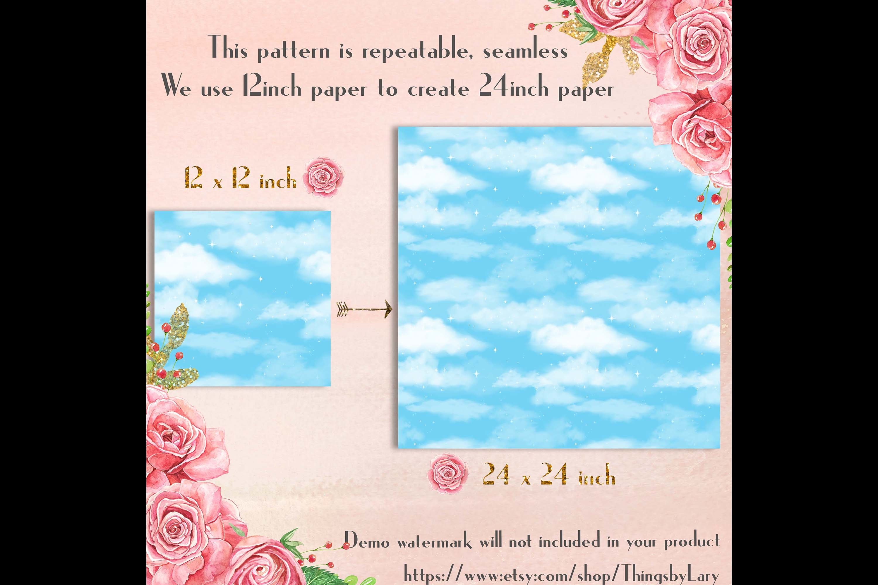 100 Seamless Fantasy Realistic Cloud Star Sky Digital Papers (274397 ...